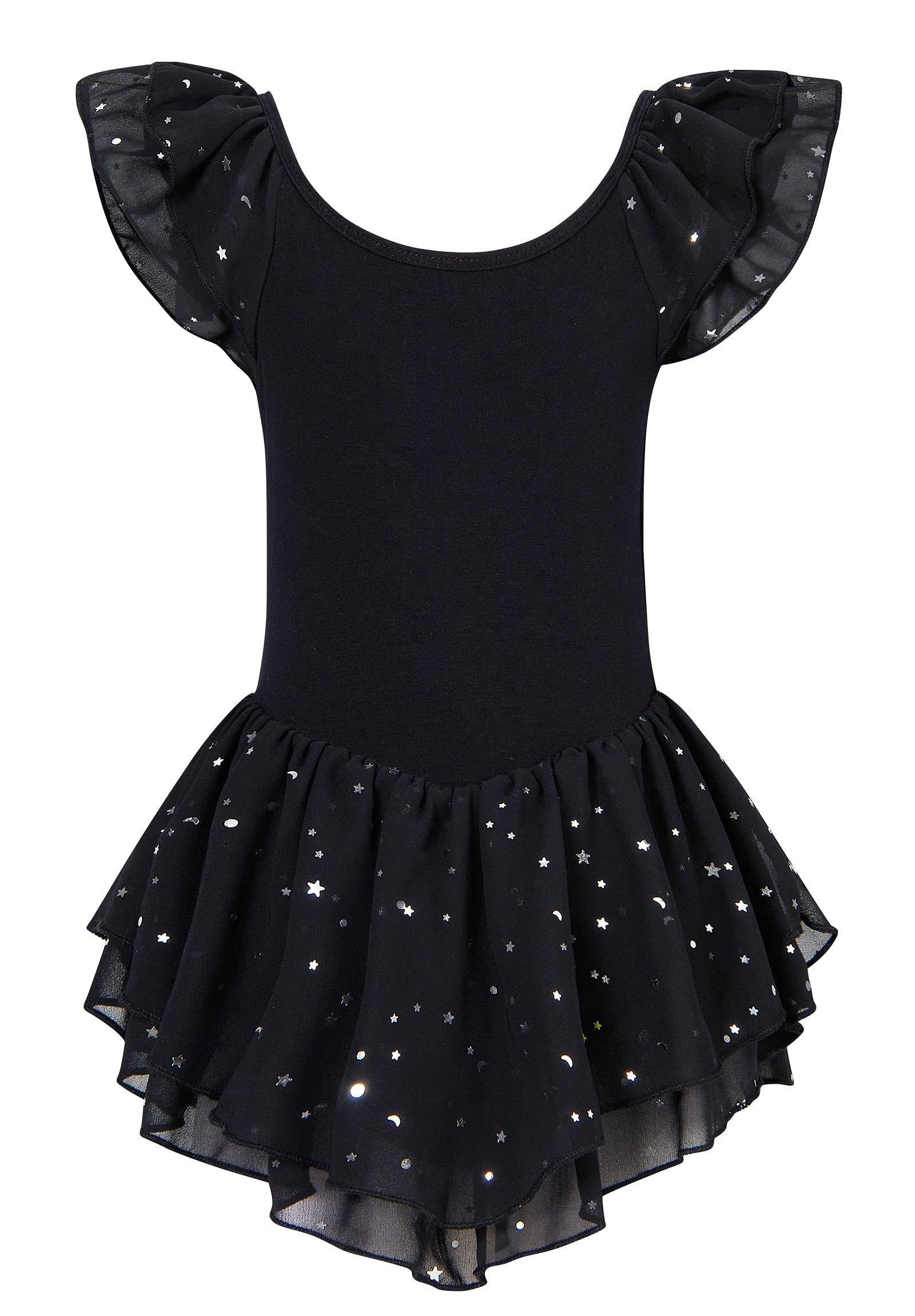 Aideaone Girls Ballet Dance Dress Toddler Leotards Ruffle Sleeve Shiny ...