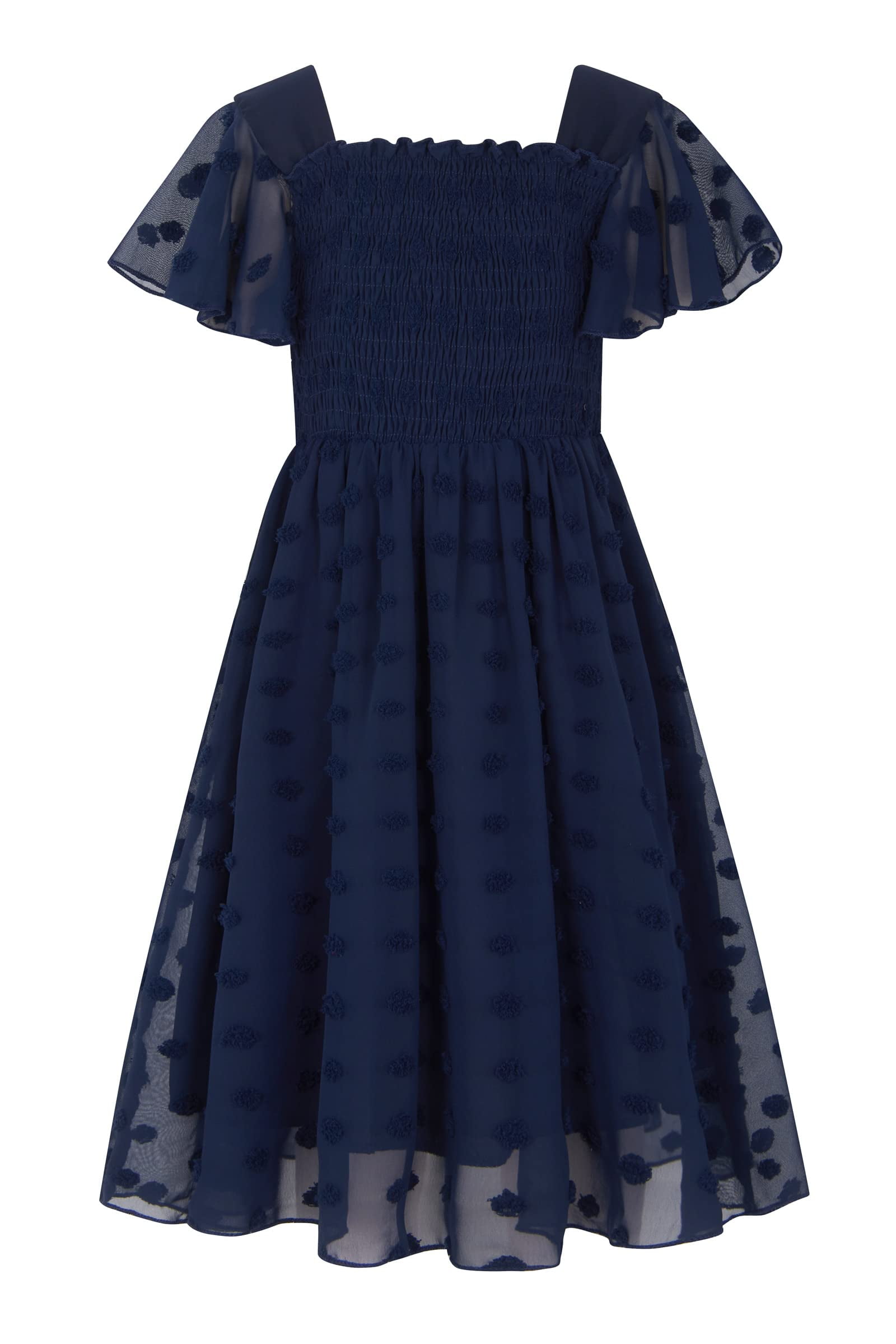 Aideaone Girls Chiffon Dress Flutter Ruffle Short Sleeve Kids Square ...