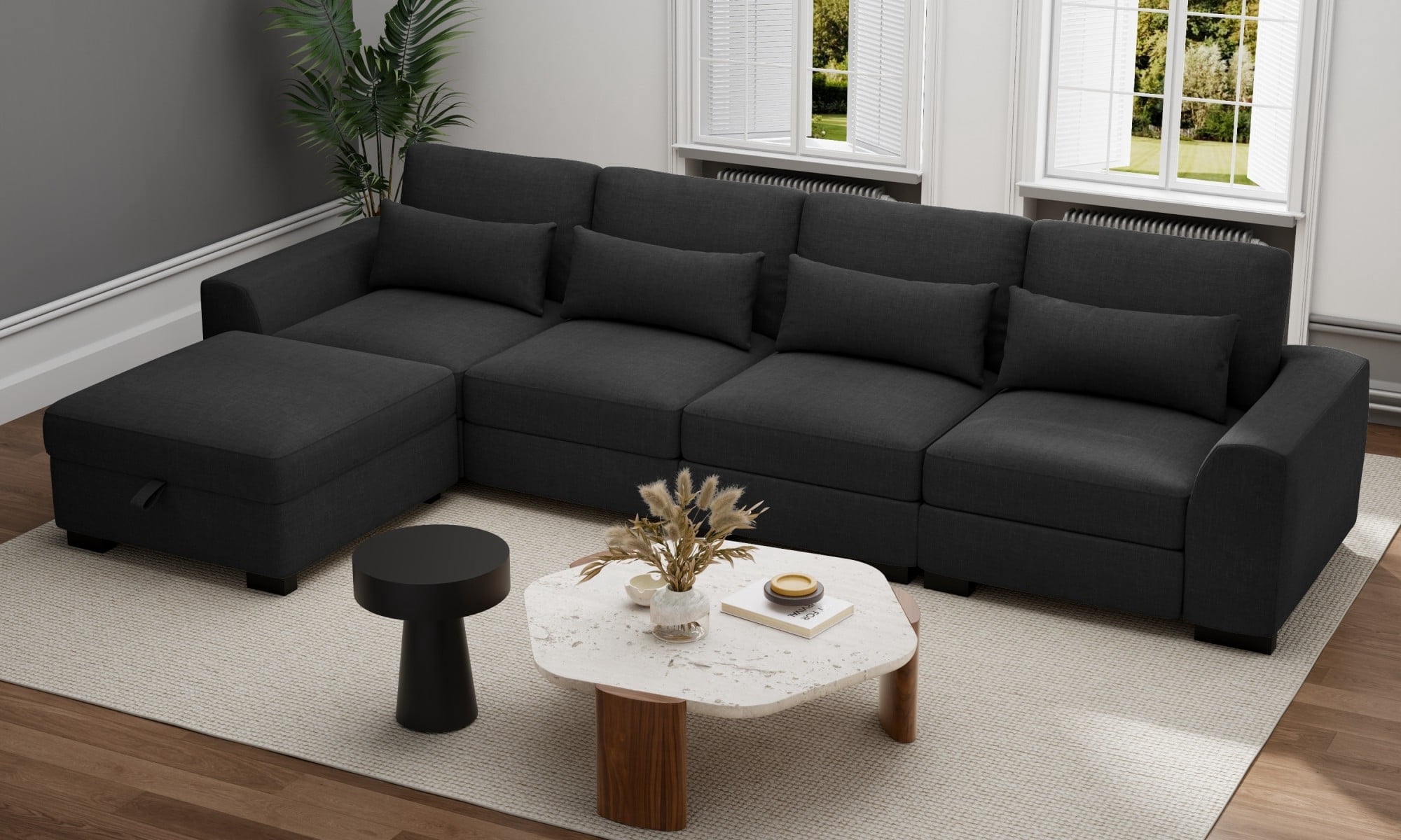 Youmumeub 130" Extra Large Modular Sectional Couch, Deep Seat L-Shape ...