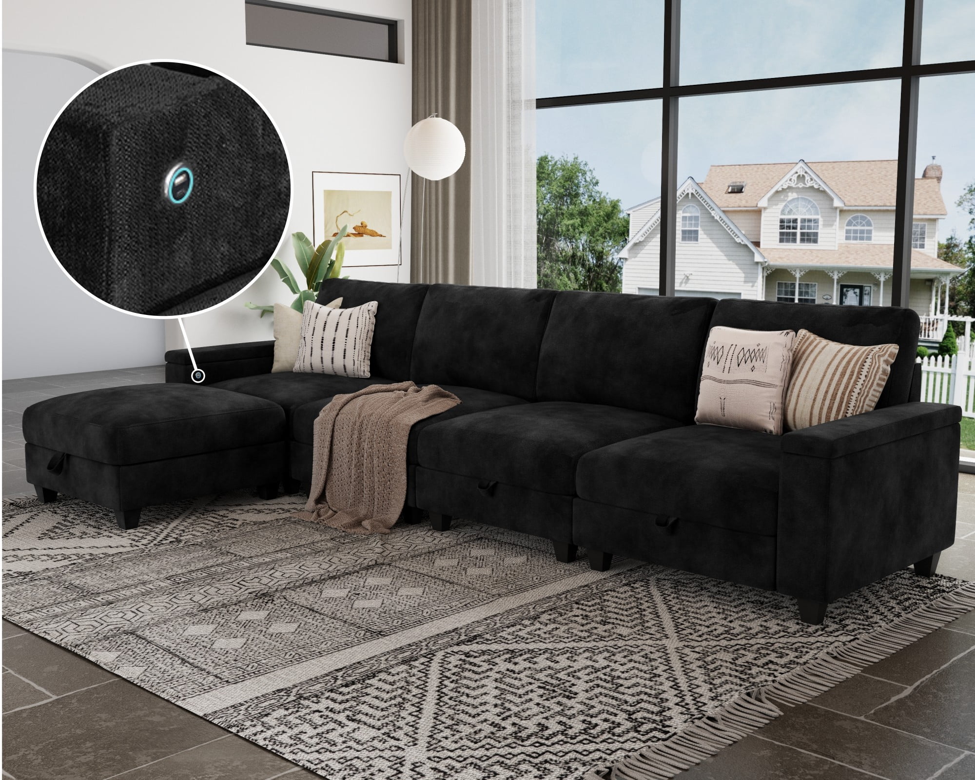 Youmumeub 5-Piece Modular Storage Sofa, Sectional Couch with Storage in ...