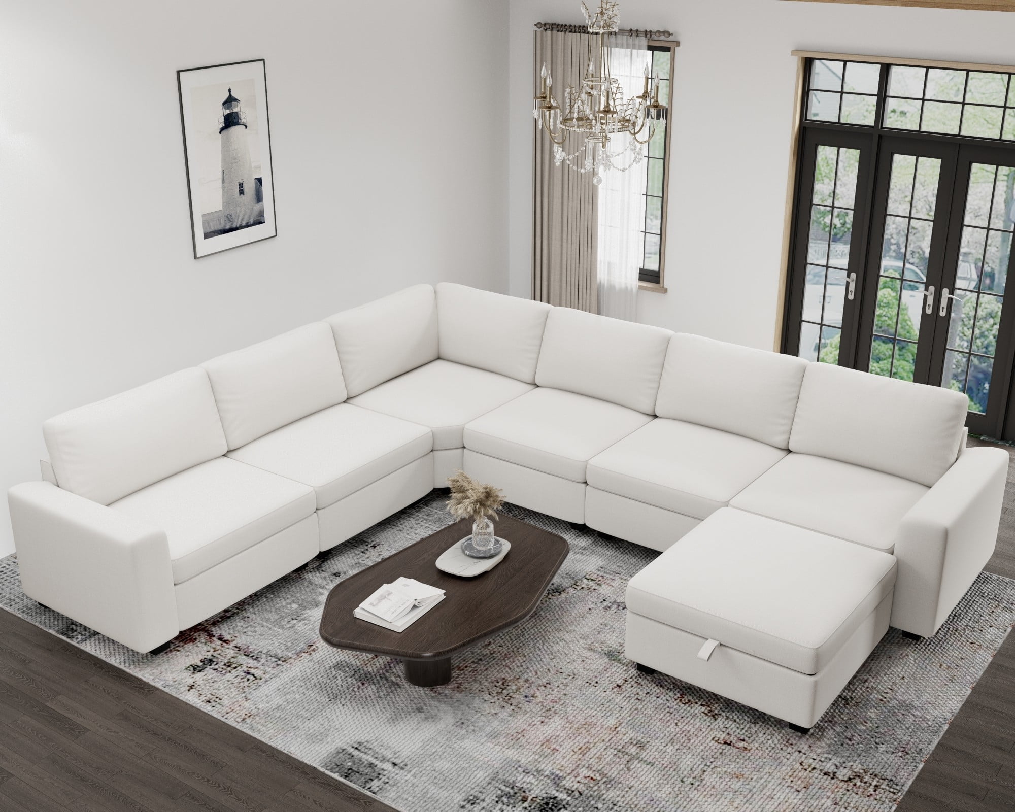 Youmumeub 7-Piece Modular Sectional Sofa, Large U-Shaped Pit Couch with ...