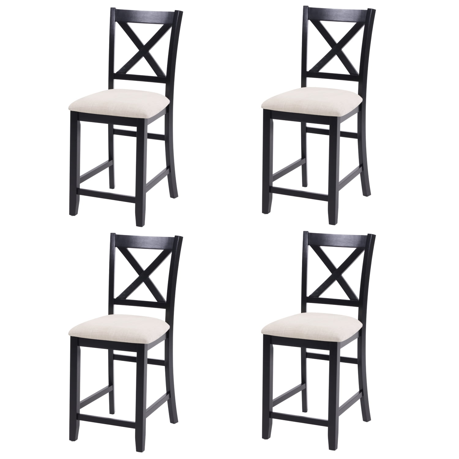 Youmumeub Counter Height Dining Chairs Set of 4, Solid Wood & Linen ...