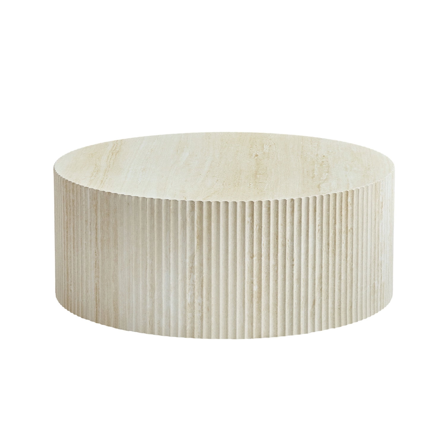Youmumeub Faux Travertine Round Coffee Table, Modern Relief Design ...