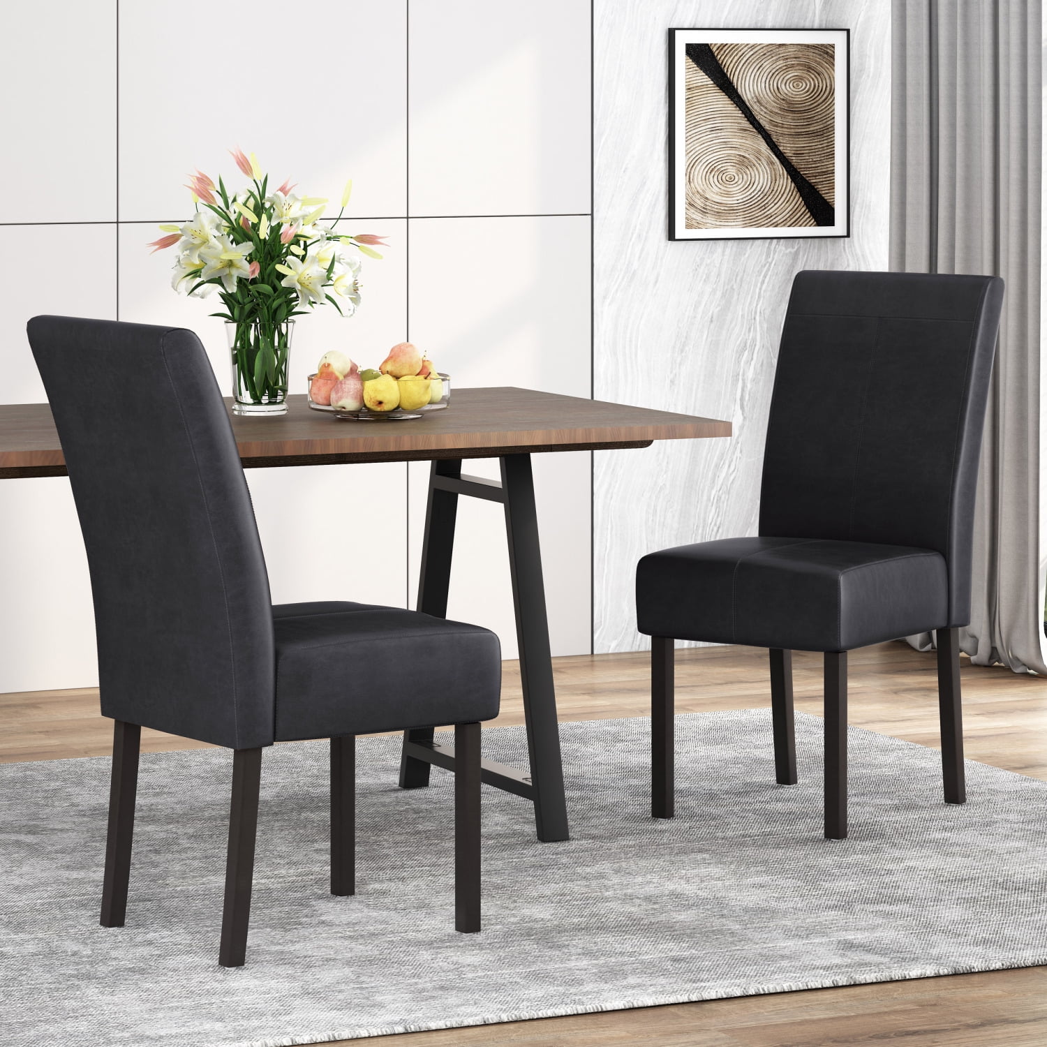 Youmumeub PERTICA Modern Armless Dining Chairs Set of 2 - Black PU ...