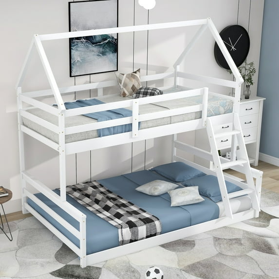 Youmumeub Twin over Full Bunk Bed - Sturdy Pine & MDF Frame with 14/7 ...