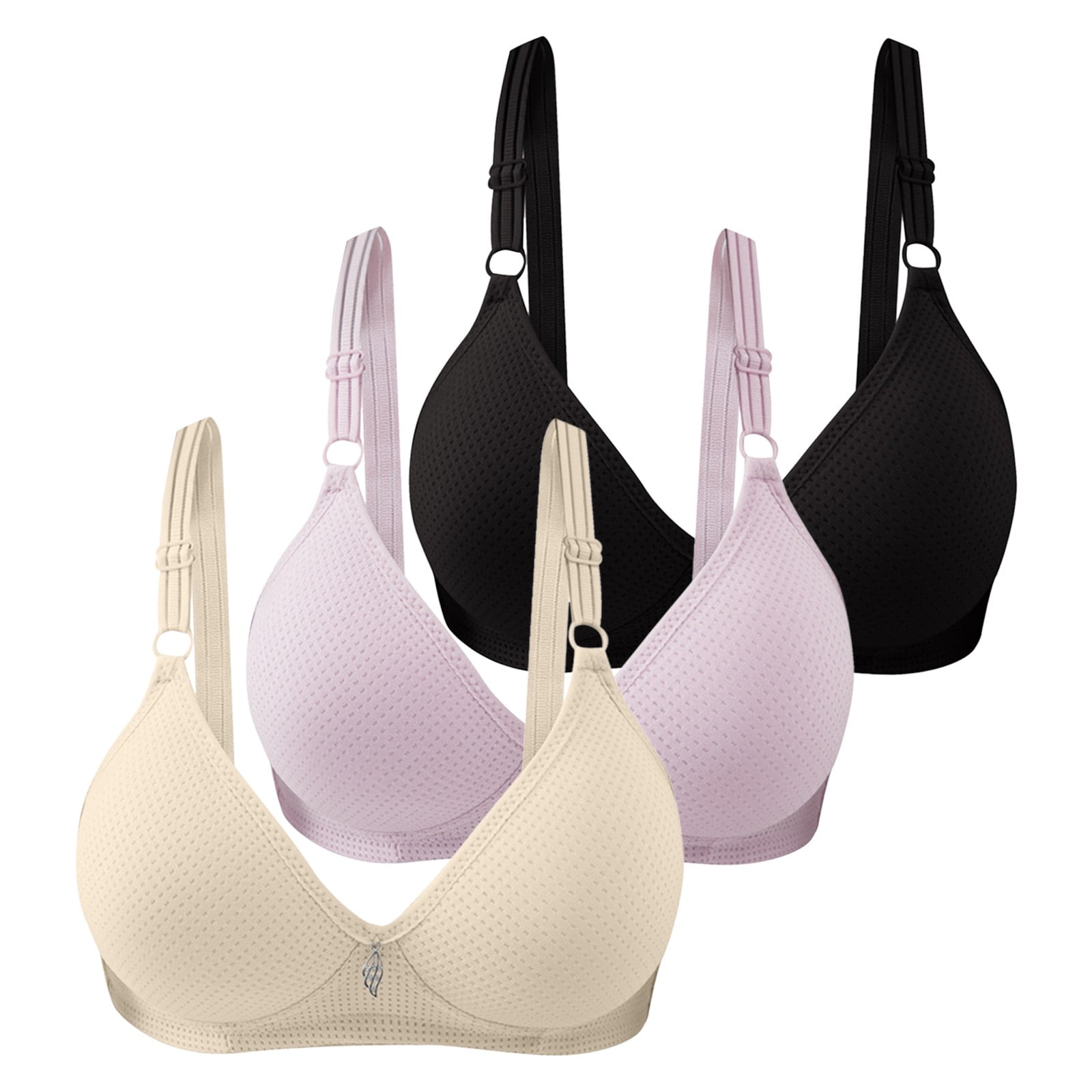 Youmylove 3-Pack Women Bra Front Side Buckle Lace Wireless Movement ...