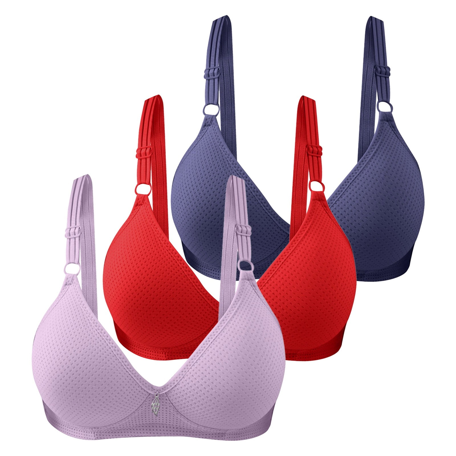 Youmylove 3-Pack Women Bra Front Side Buckle Lace Wireless Movement ...