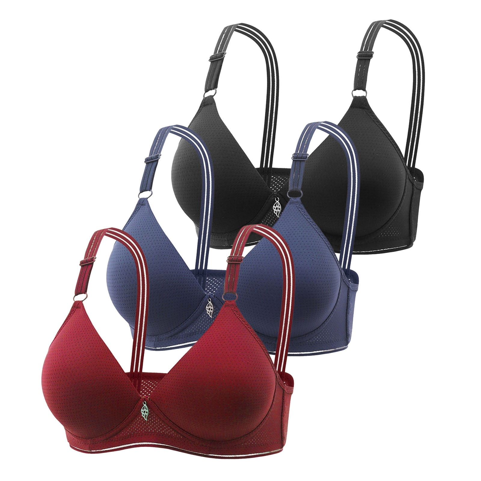 Youmylove 3-Pack Women Bra Summer Thin Chest Push Up Gathered ...