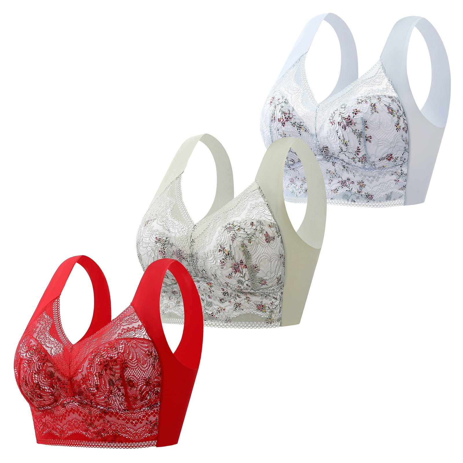 Youmylove 3-Pack Women Bra Thin Lace Back Wrapped Chest Vest With ...