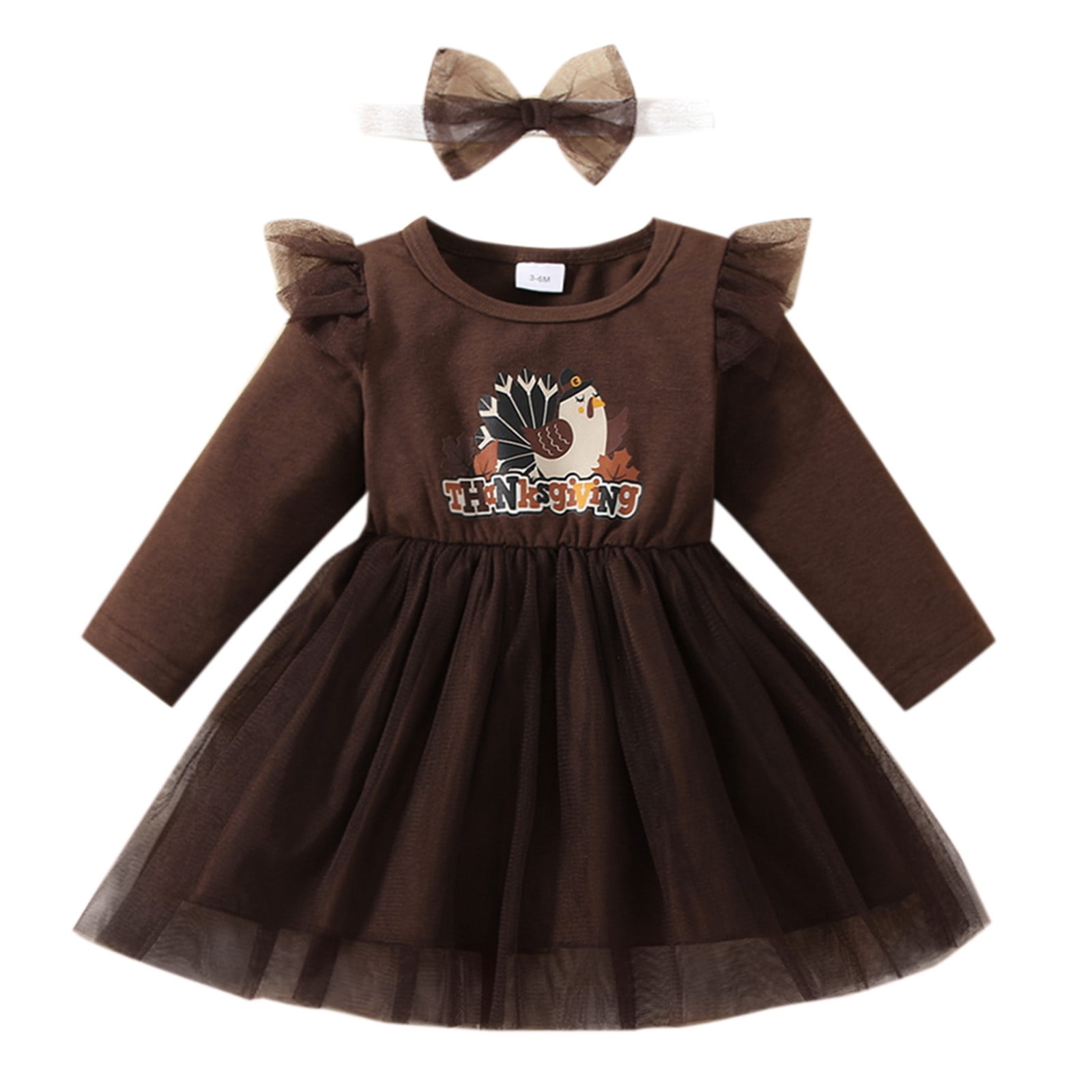 Youmylove Dresses For Girls Toddler Girls Thanksgiving Day Long Sleeve ...