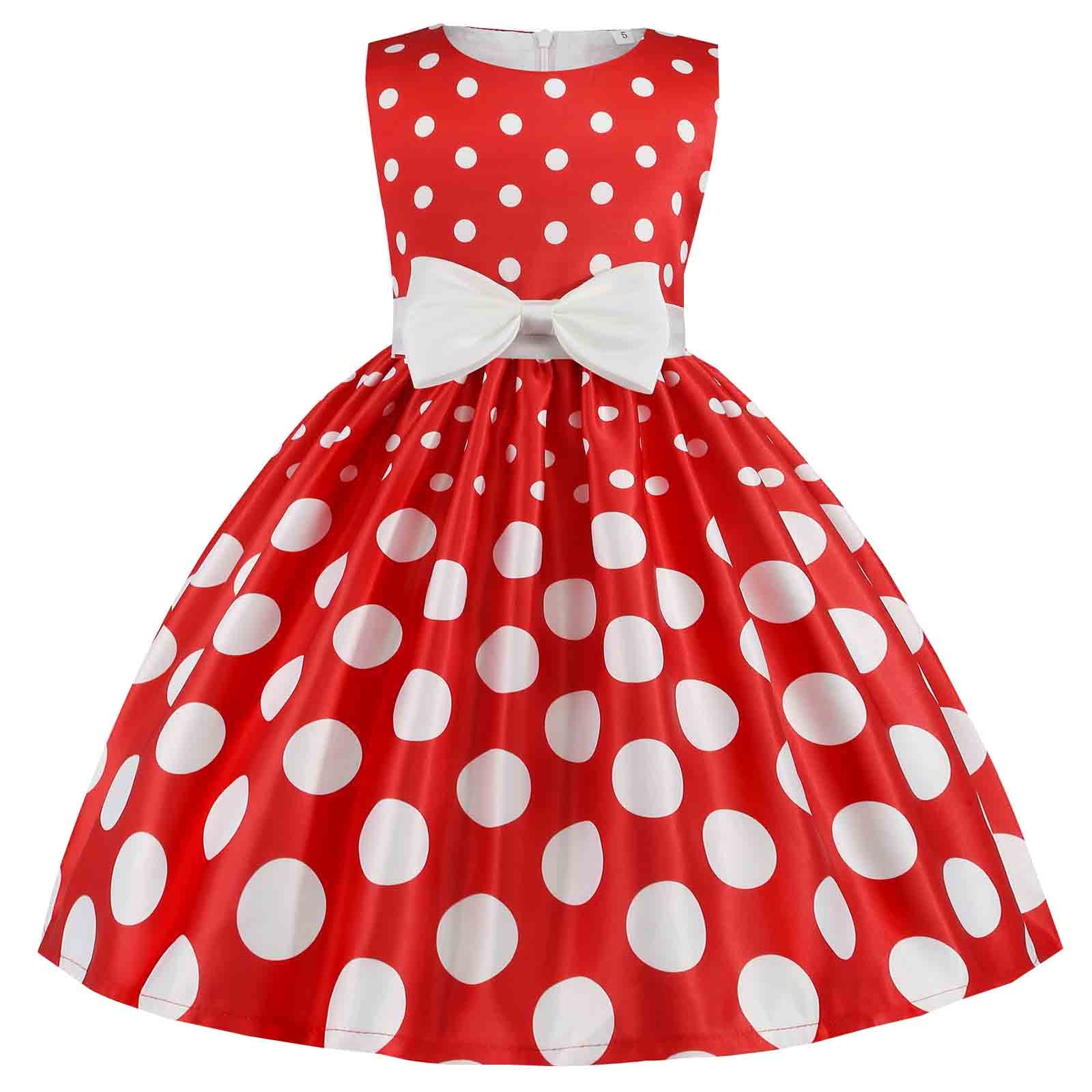 Youmylove Girls Gown Pageant Party Dot Printed Wedding Kids Birthday ...