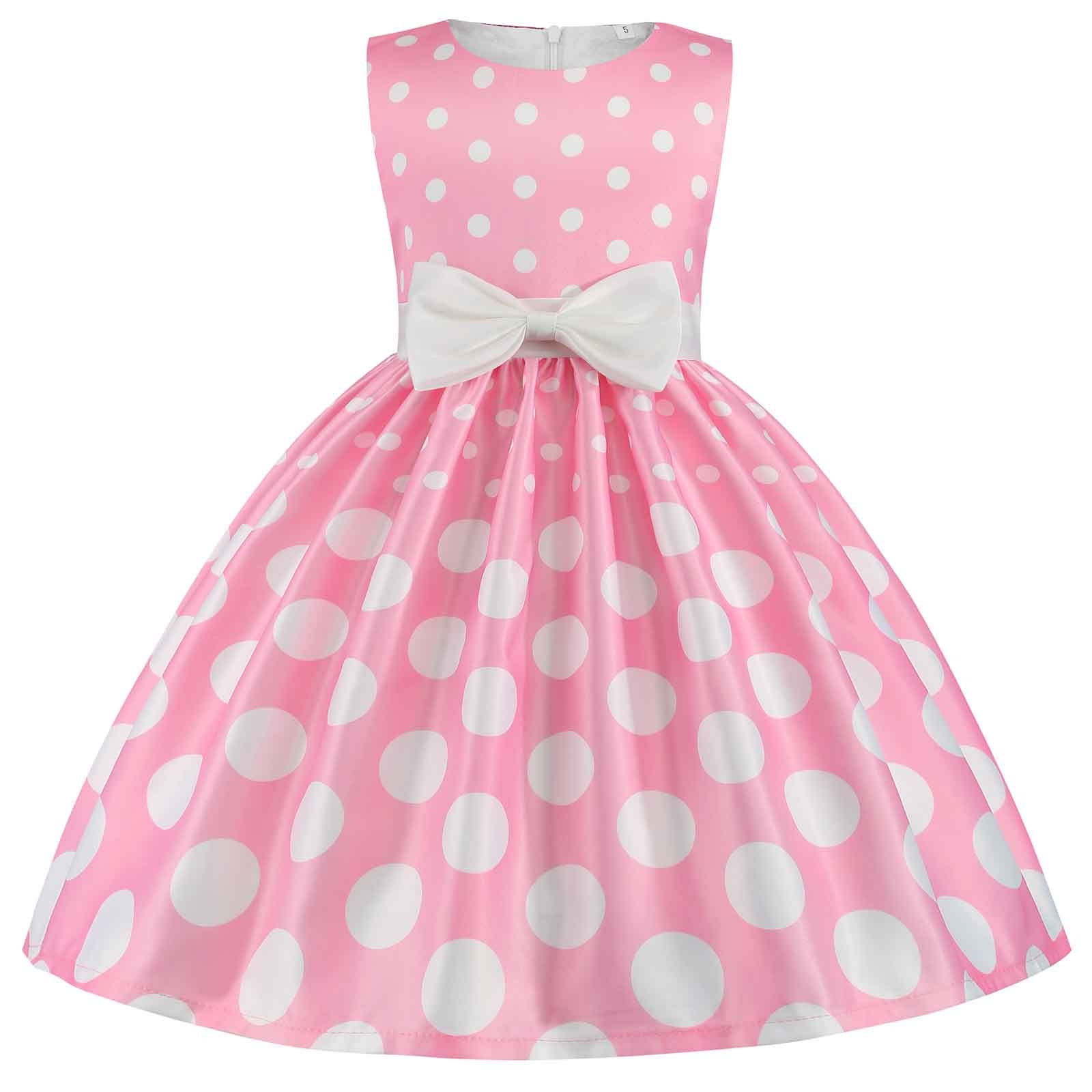 Youmylove Girls Gown Pageant Party Dot Printed Wedding Kids Birthday ...