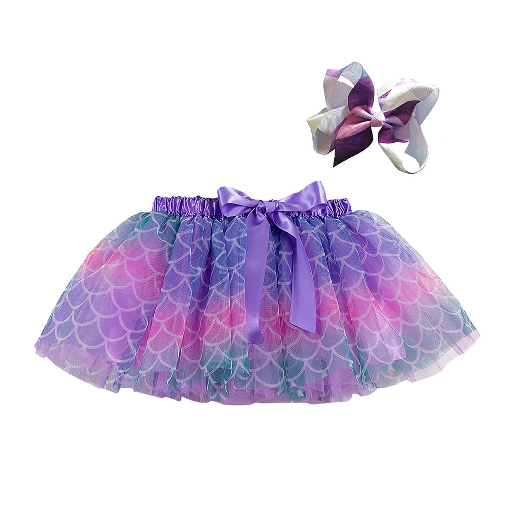Youmylove Girls Splice Kids Skirt+Bow Ballet Dance Tulle Hairpin Party ...