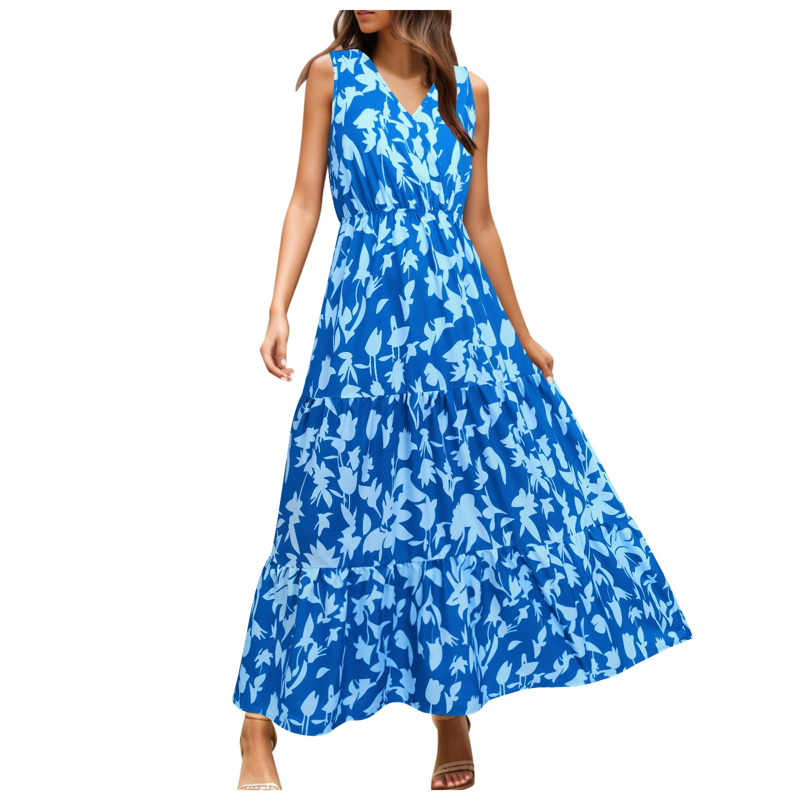 Youmylove Maxi Long Dresses for Women Summer Floral Maxi Dress Casual V ...