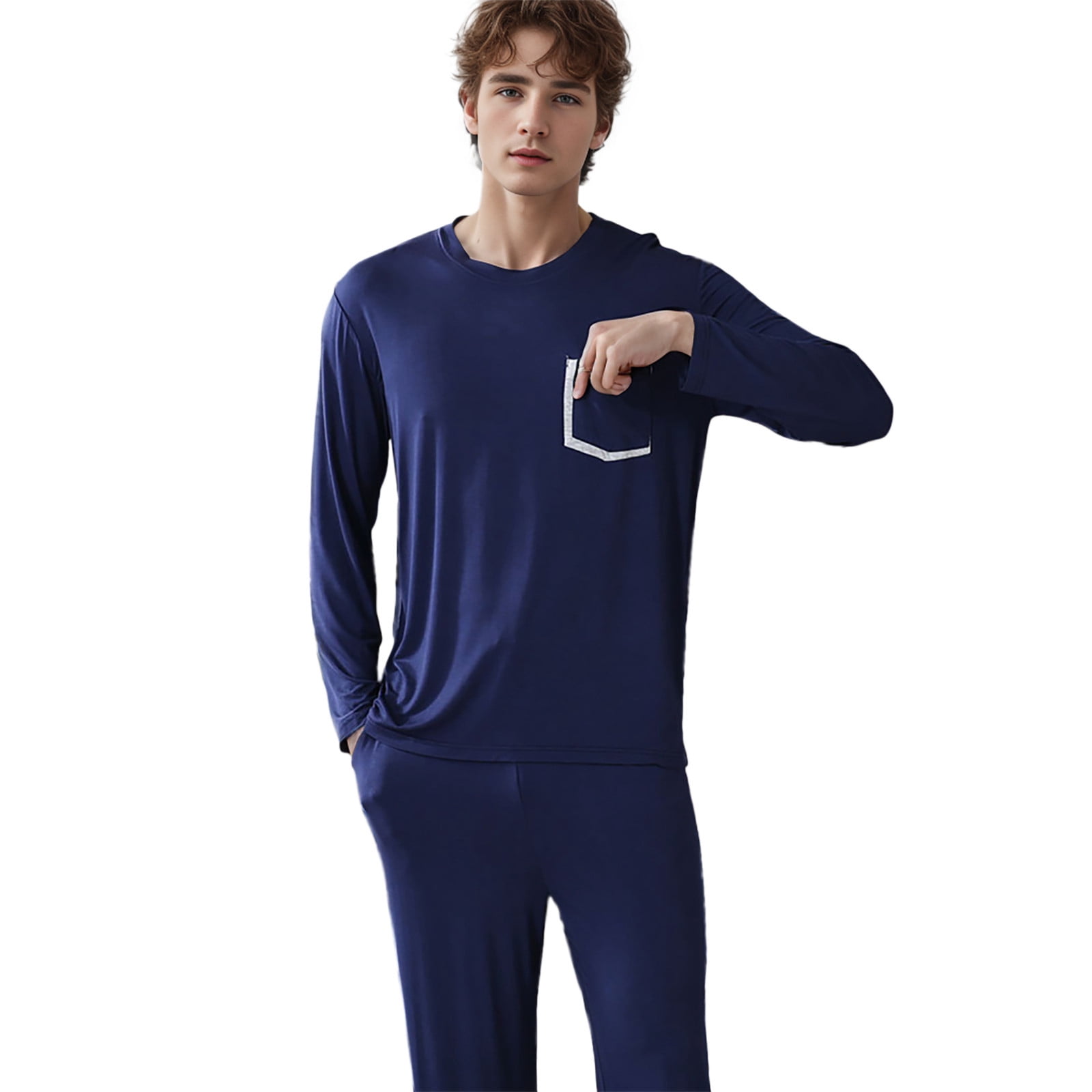 Youmylove Men Sleepwear Homewear Leisure Wear Pajama Set Round Neck ...