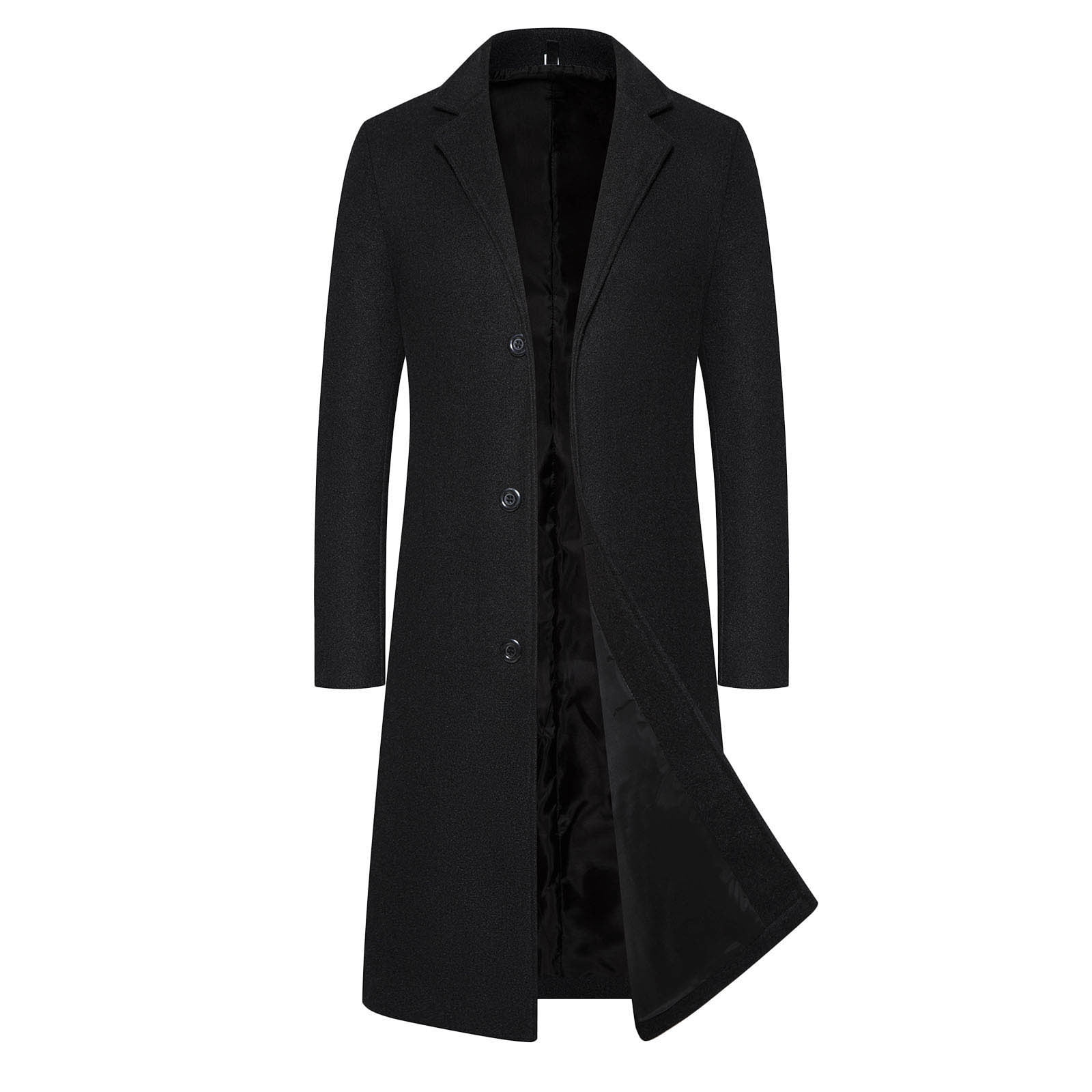 Youmylove New Mens Coats Leisure Wool Coat Long Solid Color Thick Coat ...