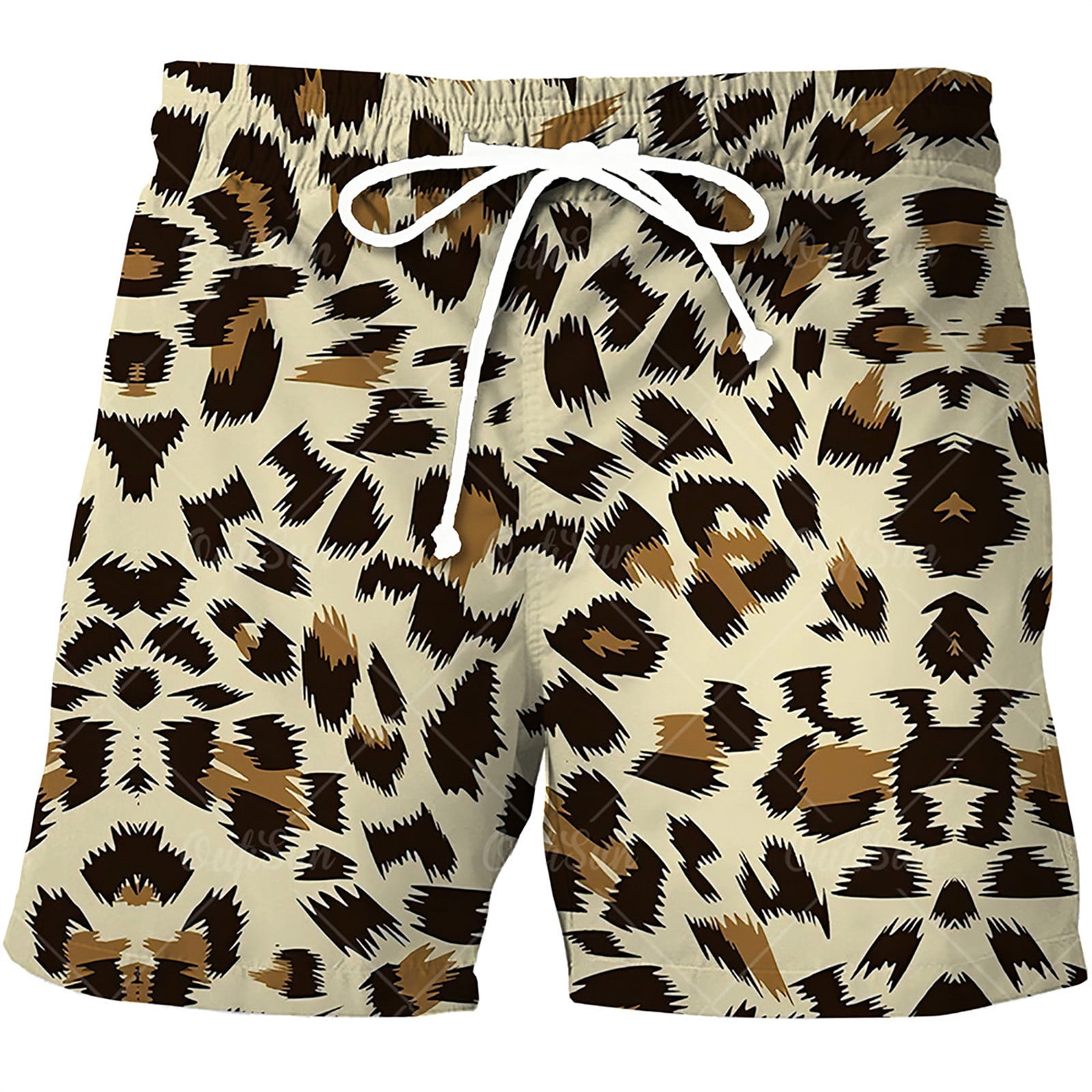 Youmylove Soft Mens Shorts Lightweight Sports Leopard Print Shorts For ...