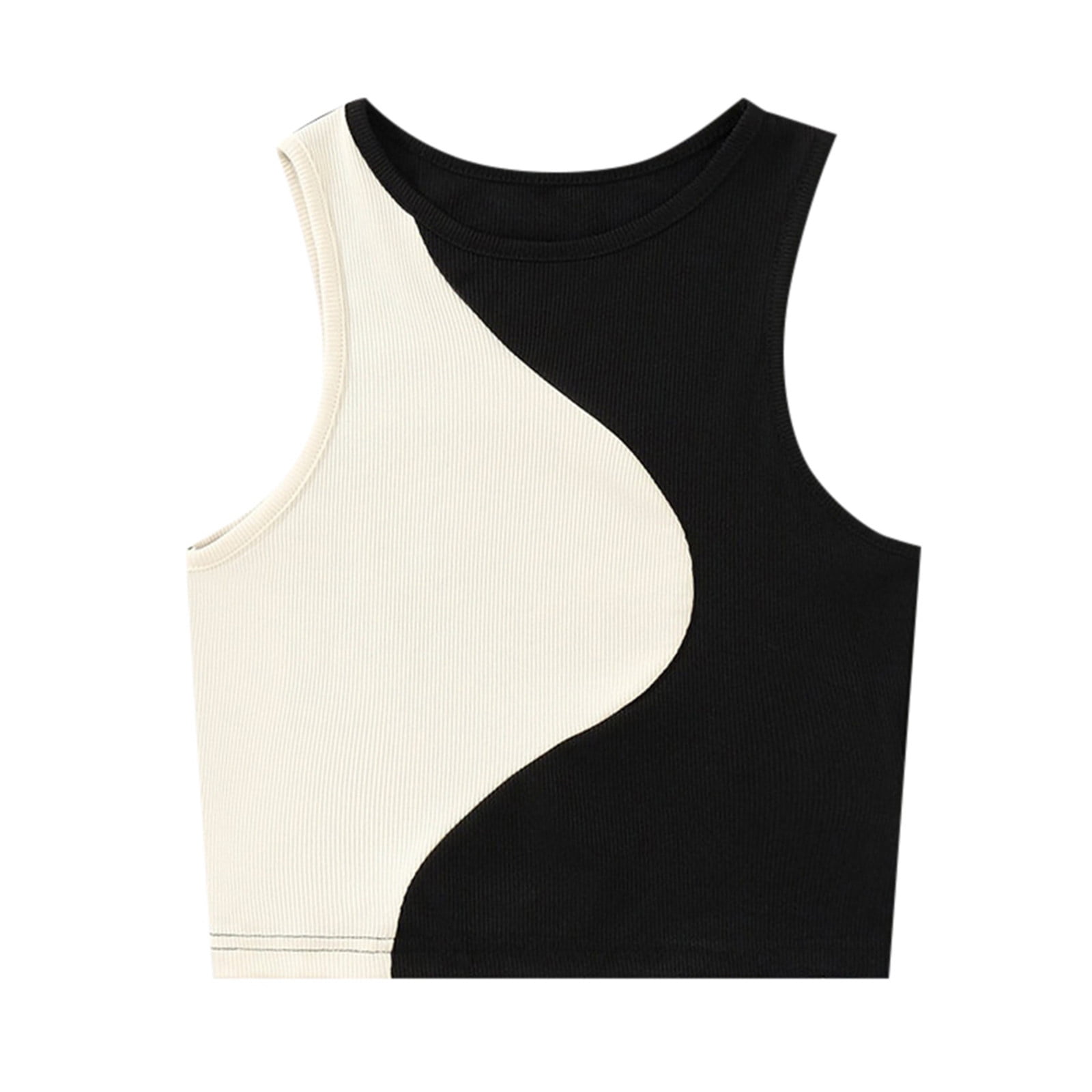 Youmylove Teens Girls Sleeveless Crop Tops Double Layer Scoop Neck ...