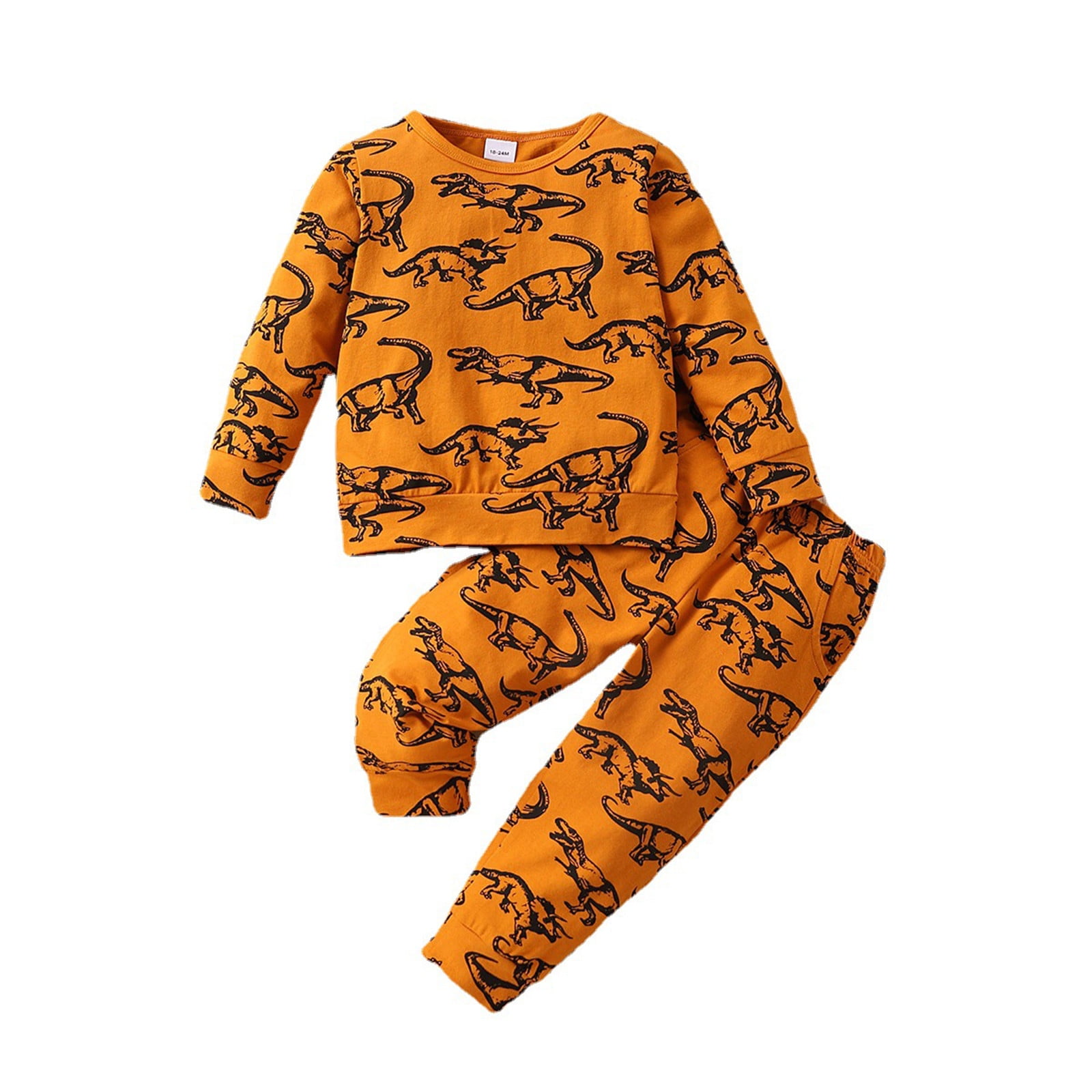Youmylove Toddler Boys Long Sleeve Cartoon Dinosaur Prints Tops And Pants Child Kids 2Pcs Set ...