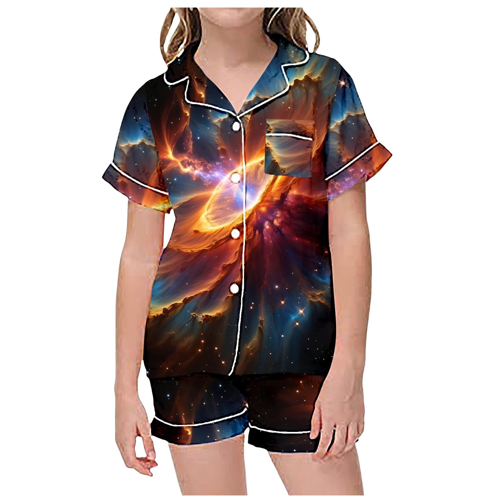 Youmylove Trendy Pajamas for Girls Kids Galaxy Starry Sky Pattern ...