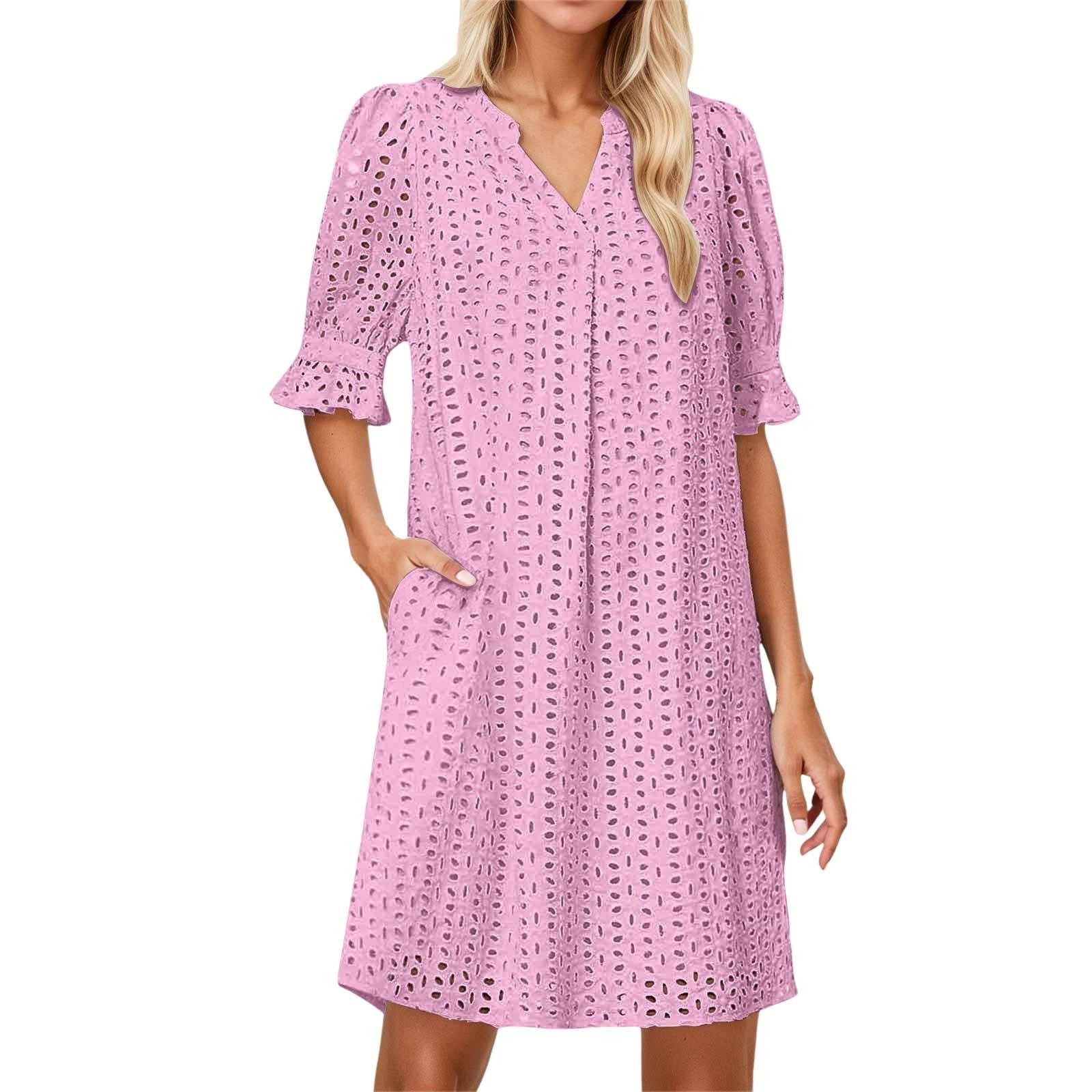 Youmylove Trendy Women Casual Sundress Women's 2025 Summer Short Sleeve ...