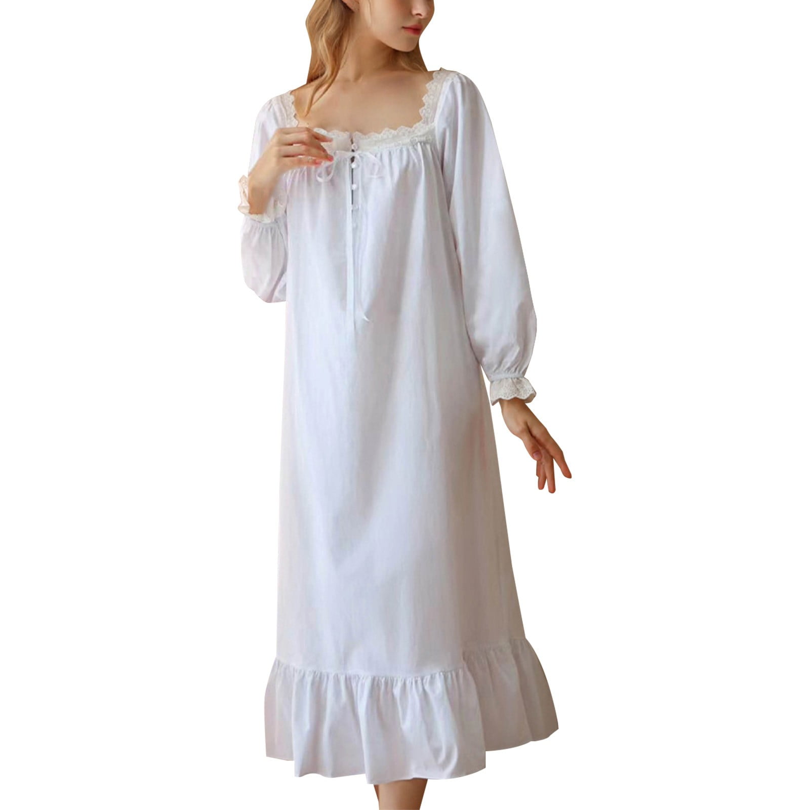 Youmylove Vintage Style Sleeping Dress For Women Sleepwear Cotton Long ...
