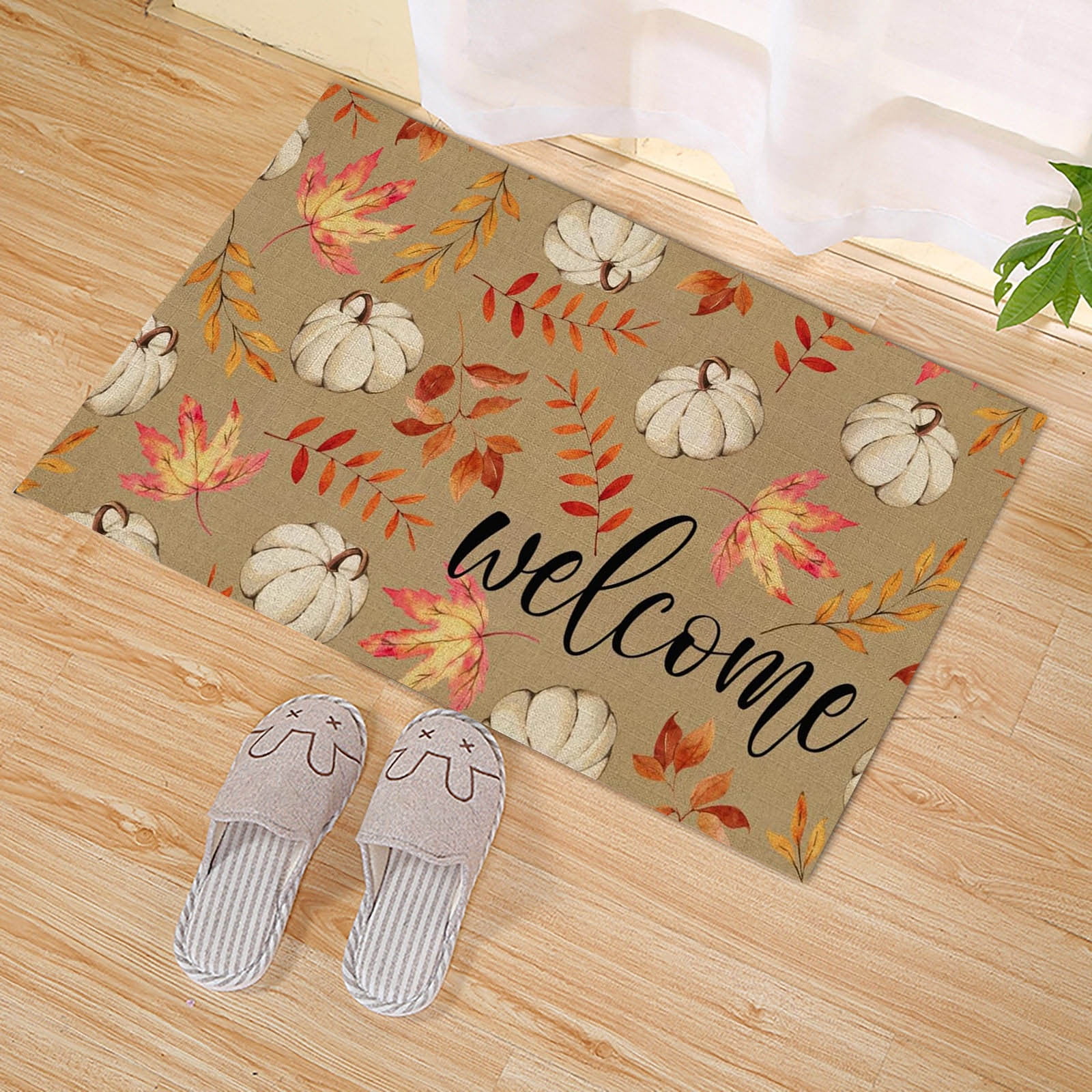 Youmylove Welcome Mats Fall Door Mat Thanksgiving Outside Pumpkin Maple ...