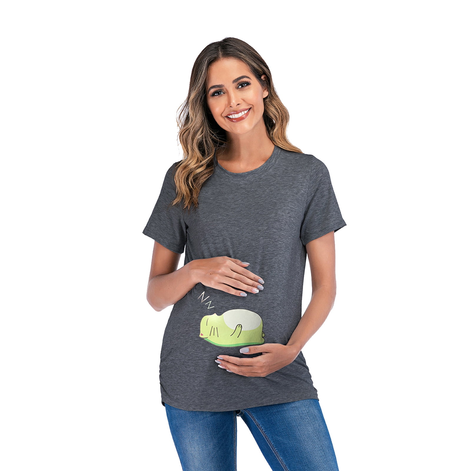 Youmylove Women Maternity Tshirts Solid Color Hem Casual Short Sleeve ...