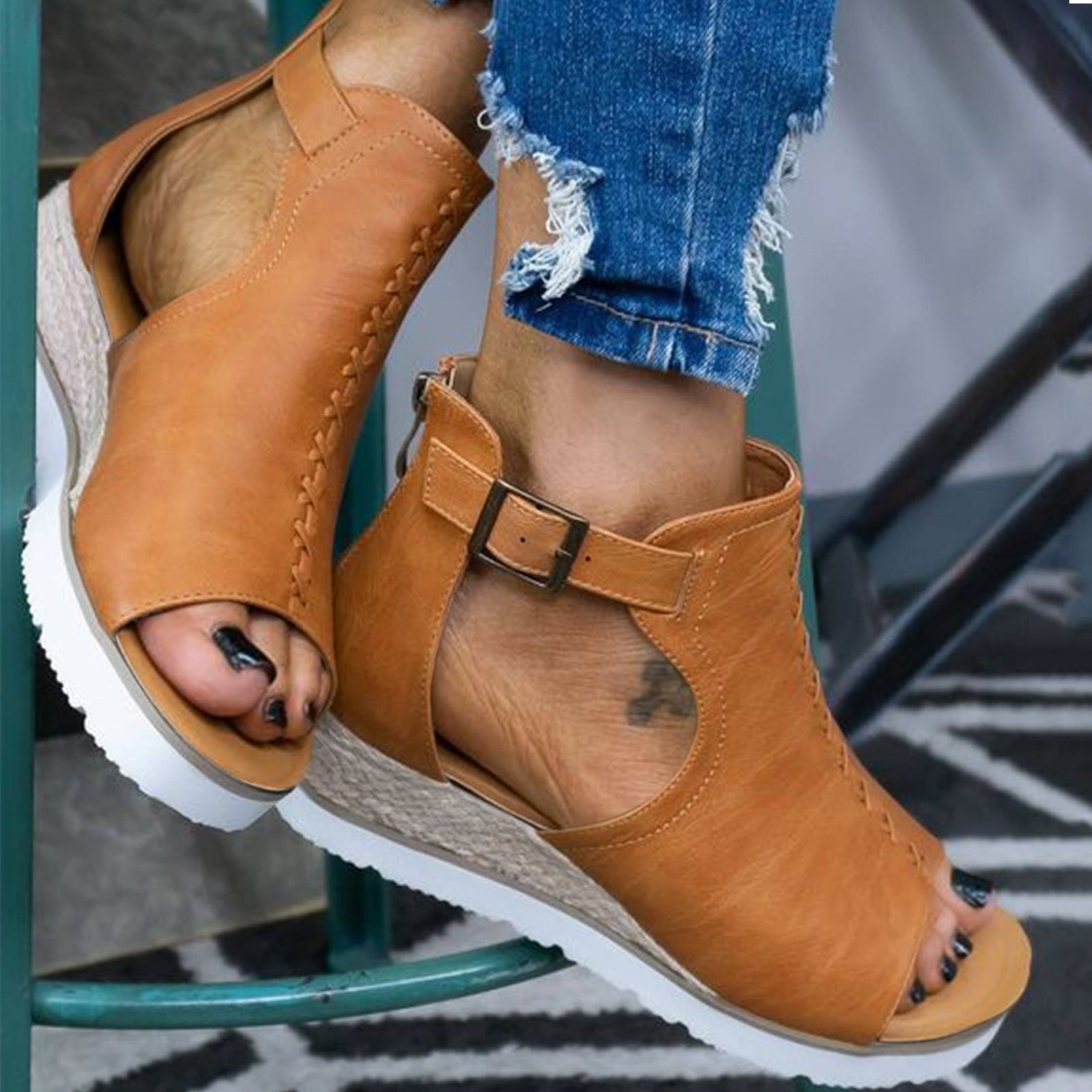 Youmylove Women Sandals Sandals For Ladies Platform Sandals Wedge Ankle ...