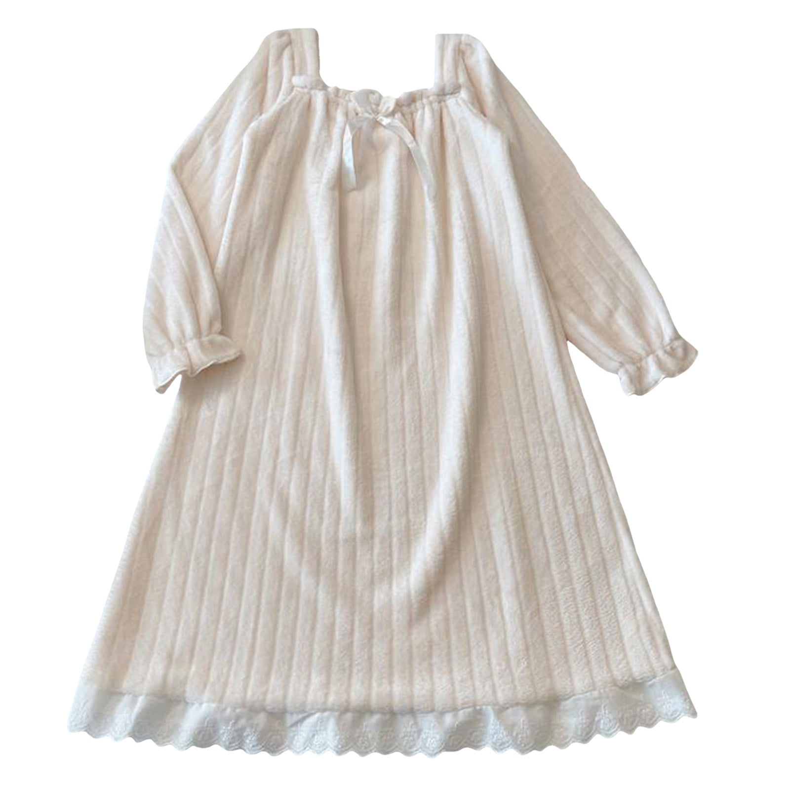 Youmylove Women Solid Color Flannel Thickened Padded Warm Nightdress ...