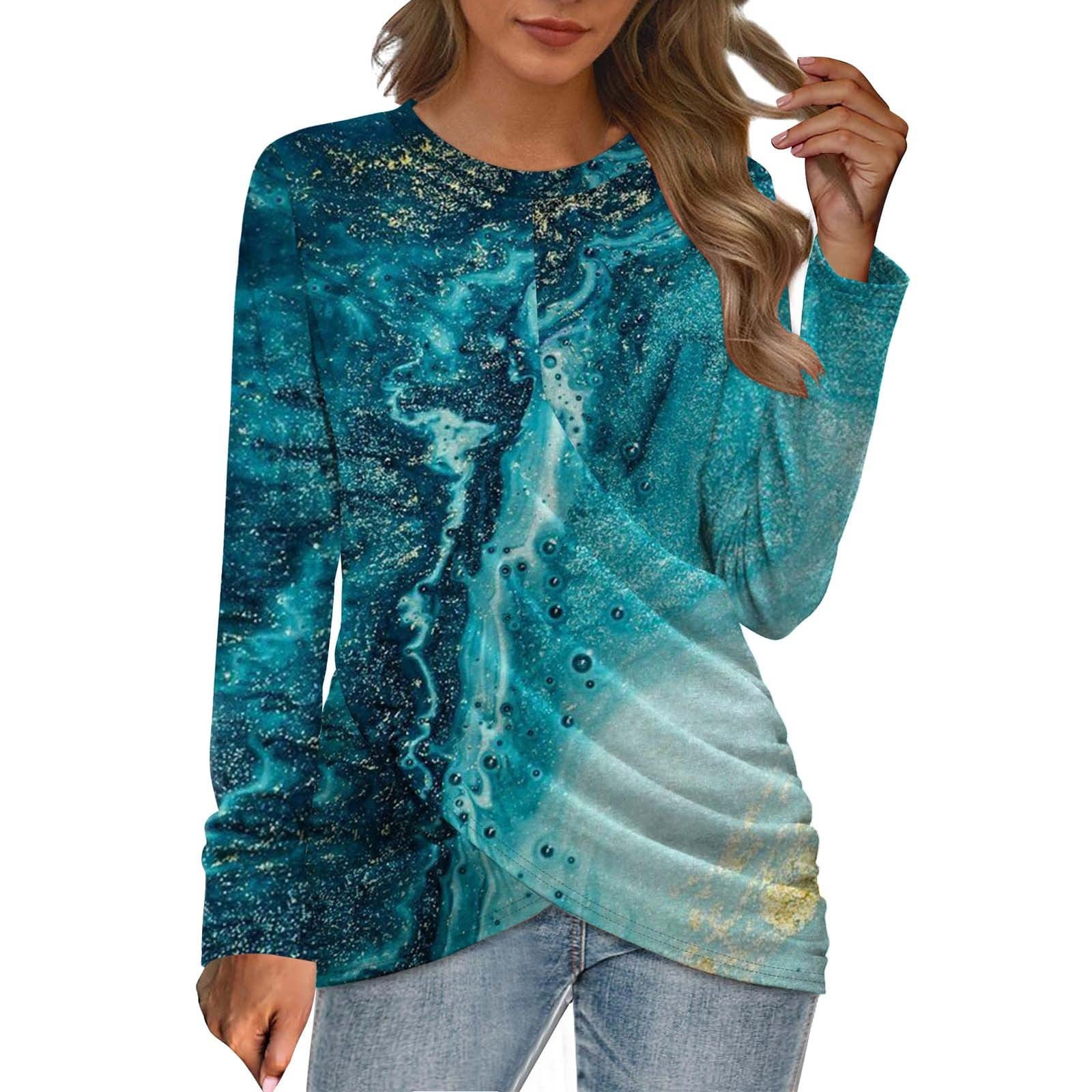 Youmylove Women Tee Solid Color Long Sleeve Leisure Stylish Multicolor ...