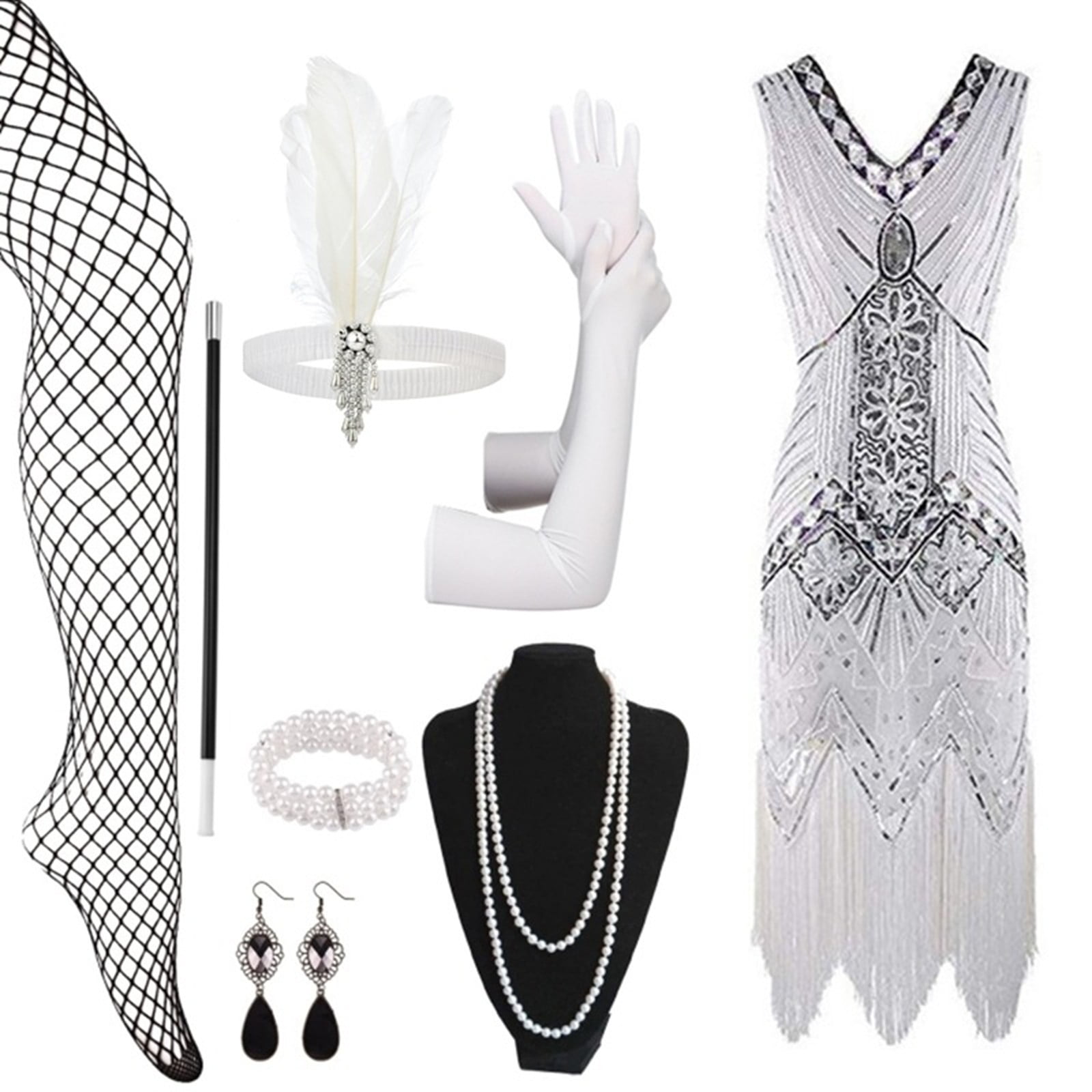 Youmylove Women's 1920s Flapper Dress Vintage Lace Fringed Dress With ...