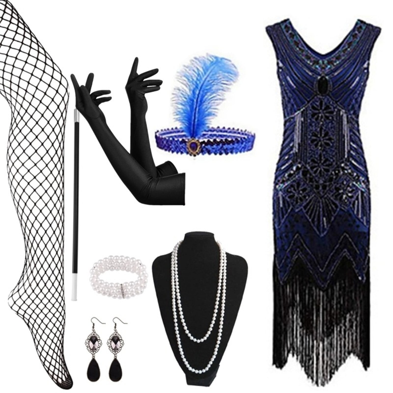 Youmylove Women's 1920s Flapper Dress Vintage Lace Fringed Dress With ...