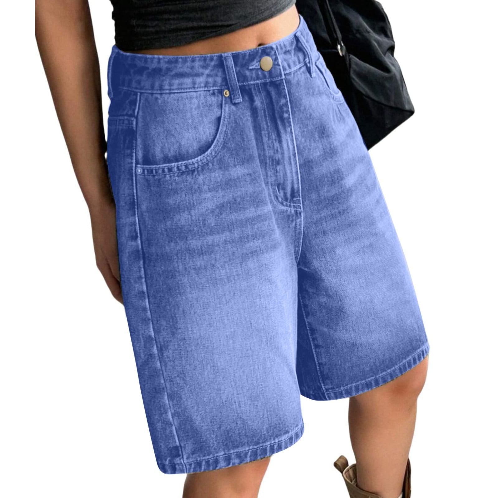 Youmylove Women's Denim Shorts Fashion Loose Fit Jorts Stretchy Casual ...