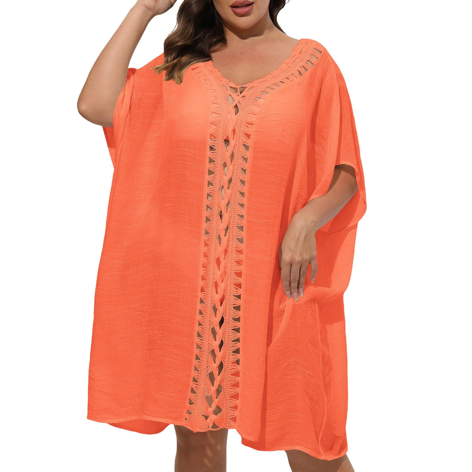 Youmylove Women's Plus Size Swimsuit Cover Up Summer Dresses Hollow Out ...