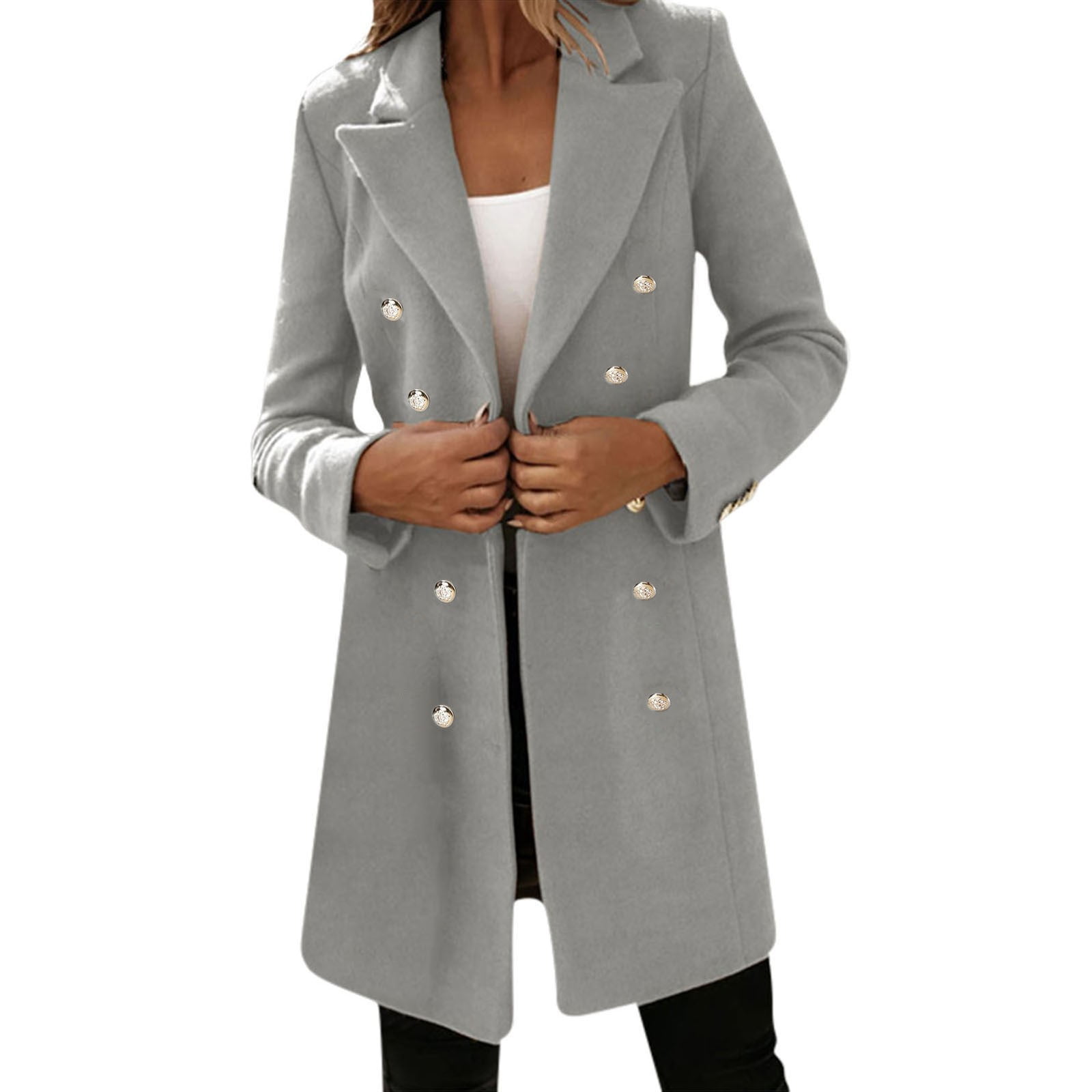 Youmylove Womens Coats Artificial Wool Elegant Blend Coat Slim Female ...