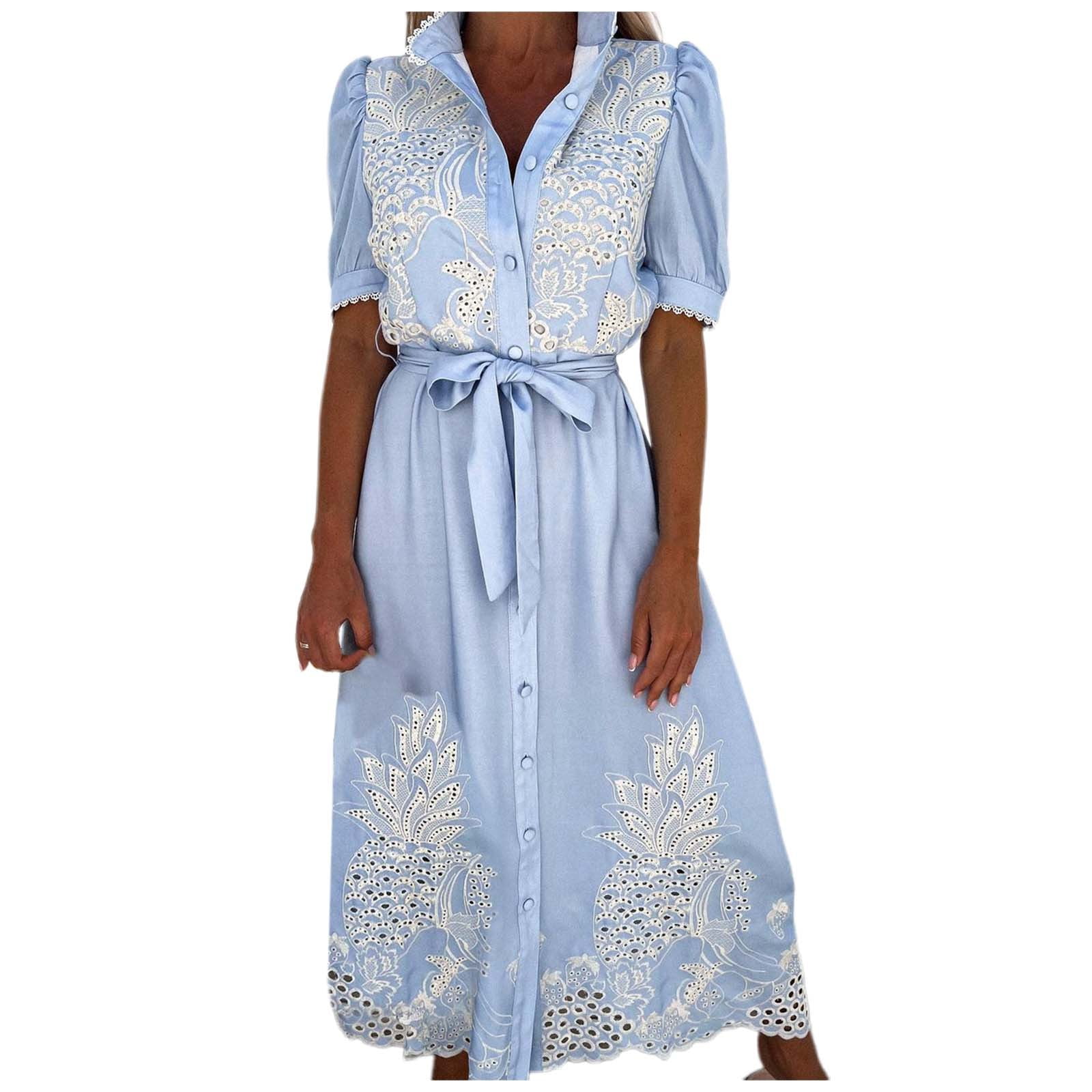 Youmylove Womens Summer Dresses Loose Fit Women's Hollow Out Short ...