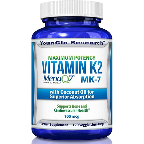 YounGlo Research Vitamin K2 MK-7 Dietary Supplement, 100 mcg 120 Vegan ...
