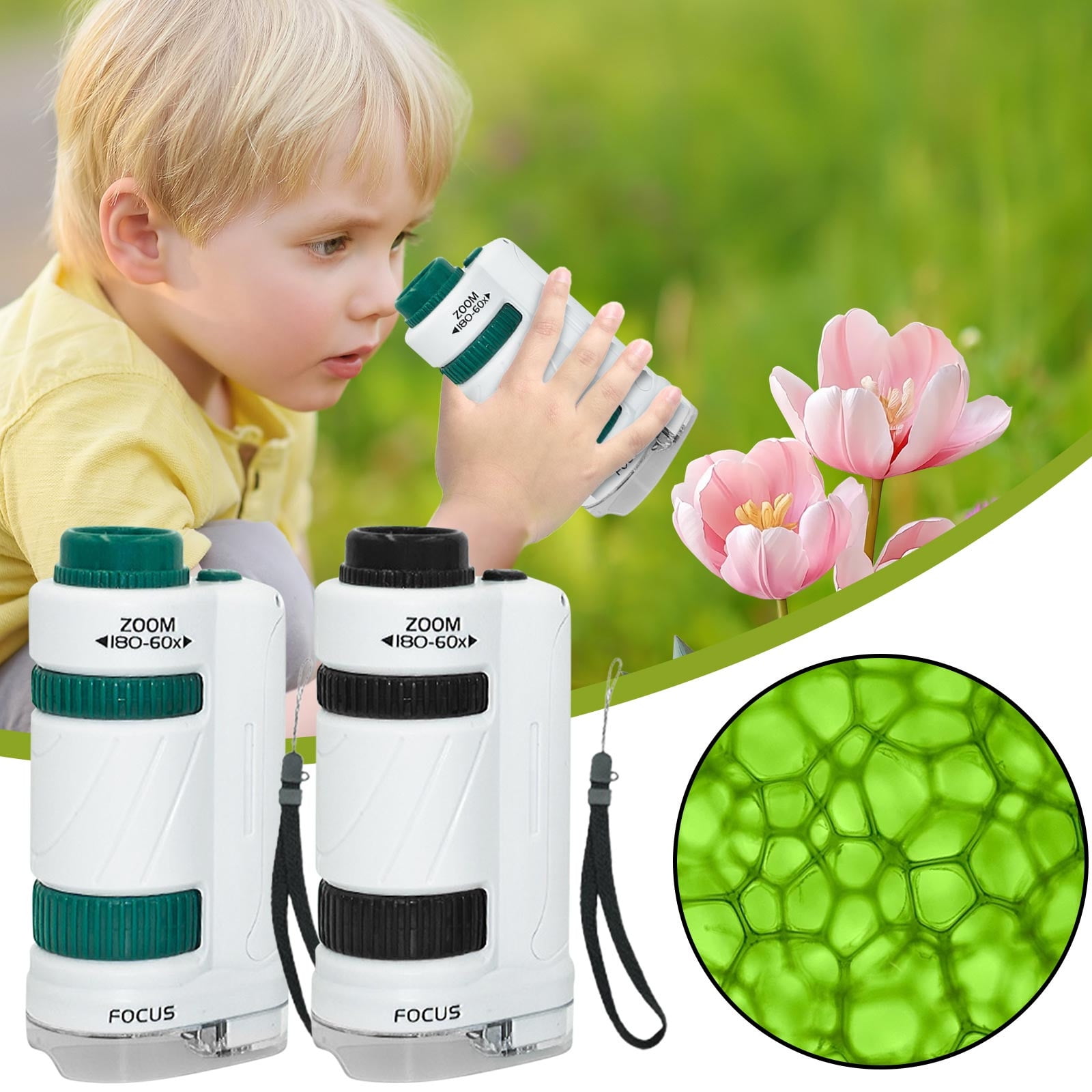 Young Age's Mini Microscope, Handheld Portable Scope, LED Illumination ...