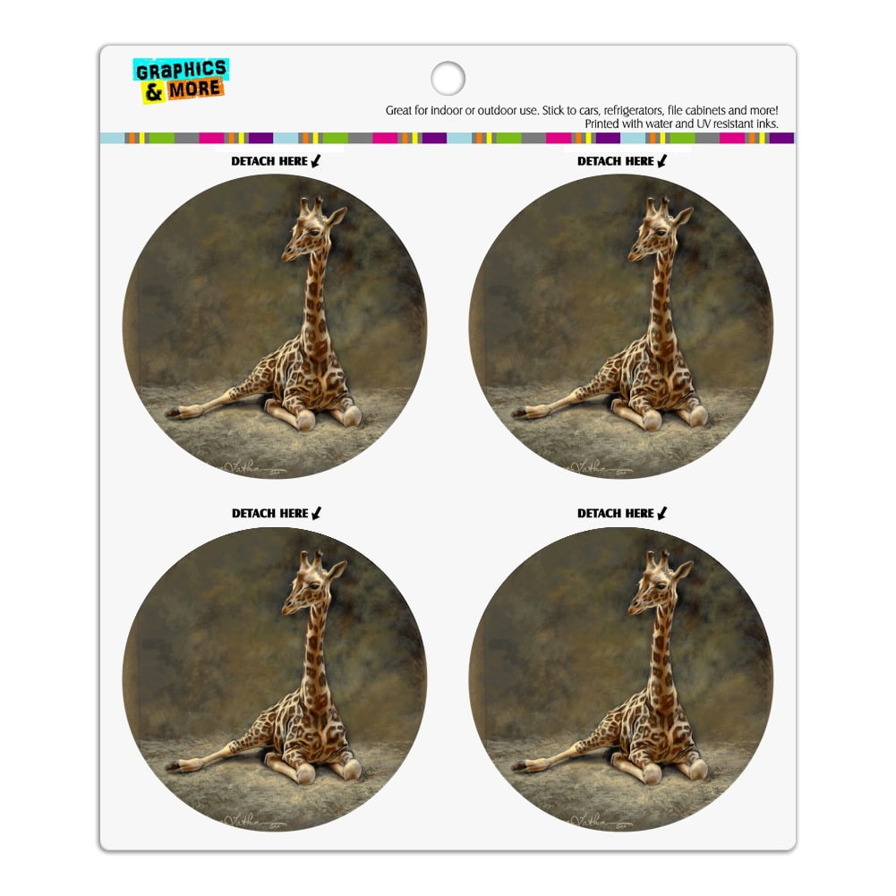Young Baby Giraffe Sitting Refrigerator Fridge Locker Vinyl Circle ...