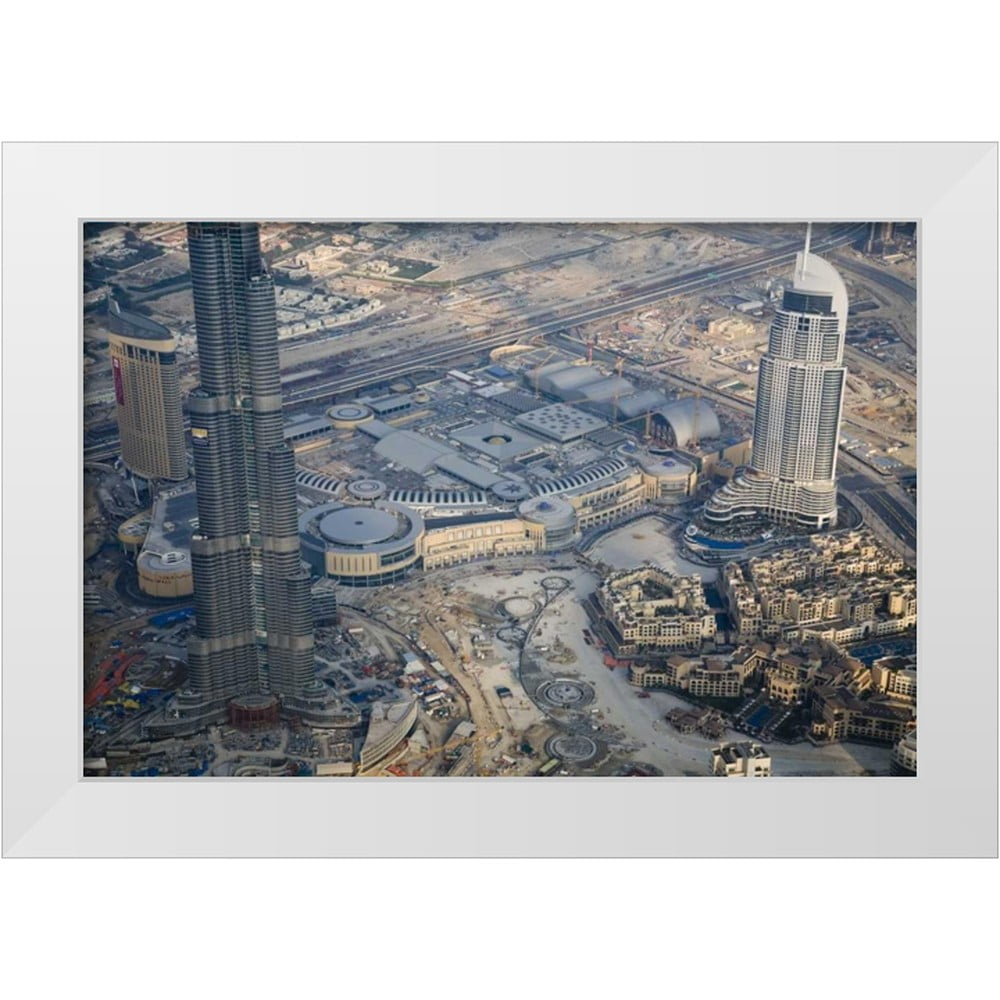 Young, Bill 32x23 White Modern Wood Framed Museum Art Print Titled - UAE, Dubai Aerial downdown ...