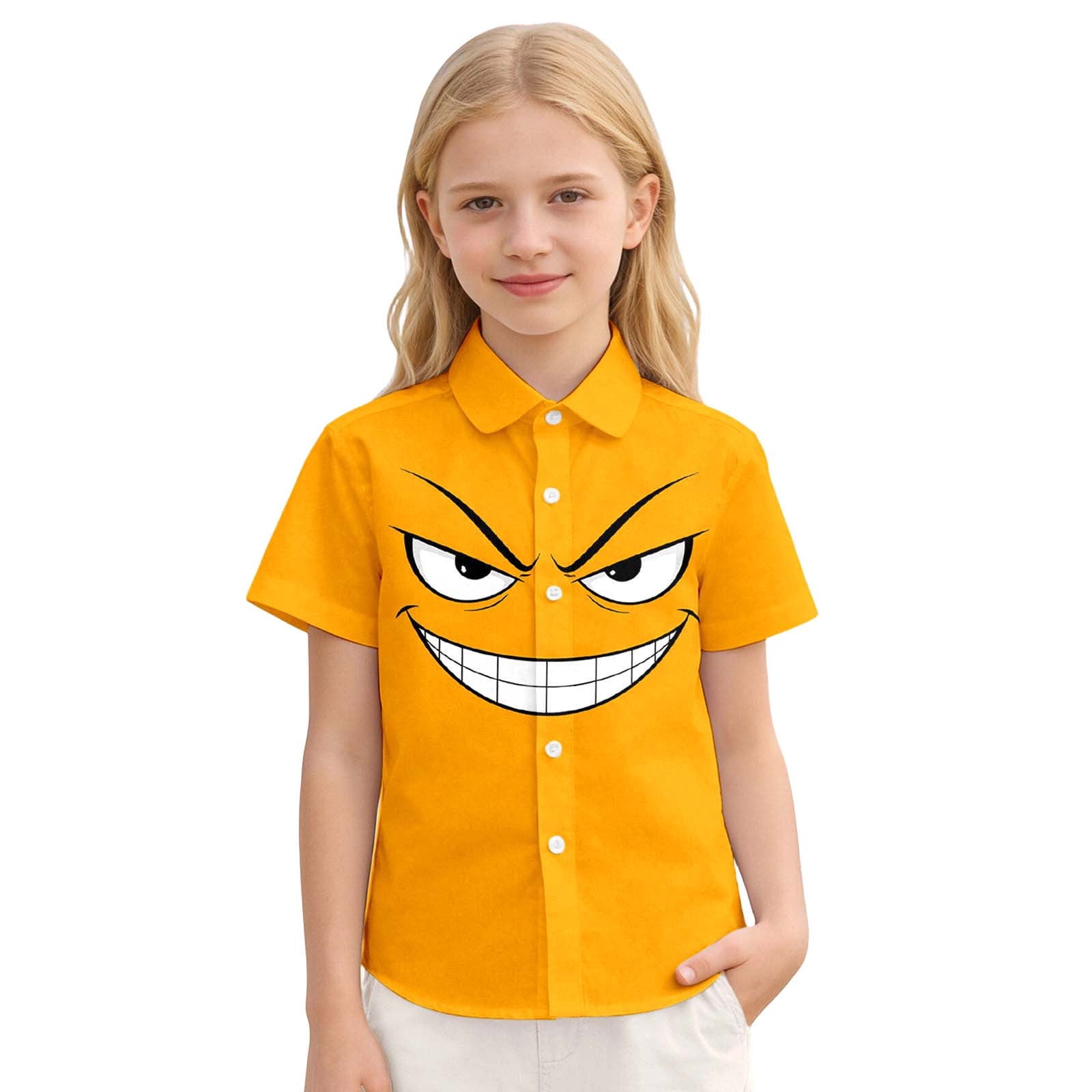 Young Boys Casual Tops Cartoon Print Long Sleeve Button Down Big Resort ...