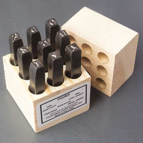 Young Bros Stamp Works Steel Stamps Set,2-3/4" Shank L,Steel 04093 ...