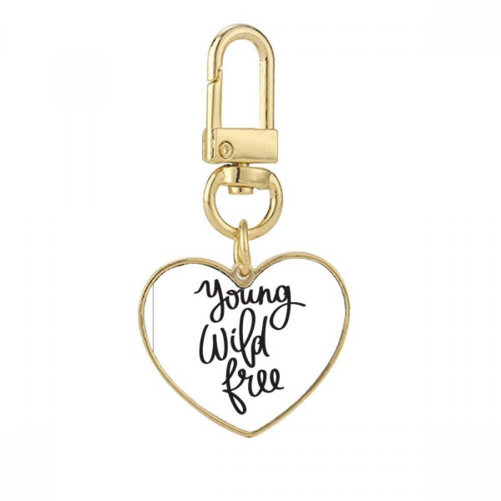 Young Free Quote Art Deco Fashion Gold Heart Keychain Metal Keyring ...
