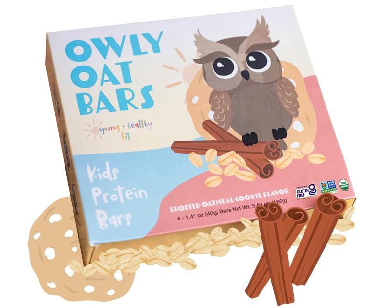 Young + Healthy Fit OIF8 Protein Bars for Kids, 4 Bars, Owly Oat Bars ...