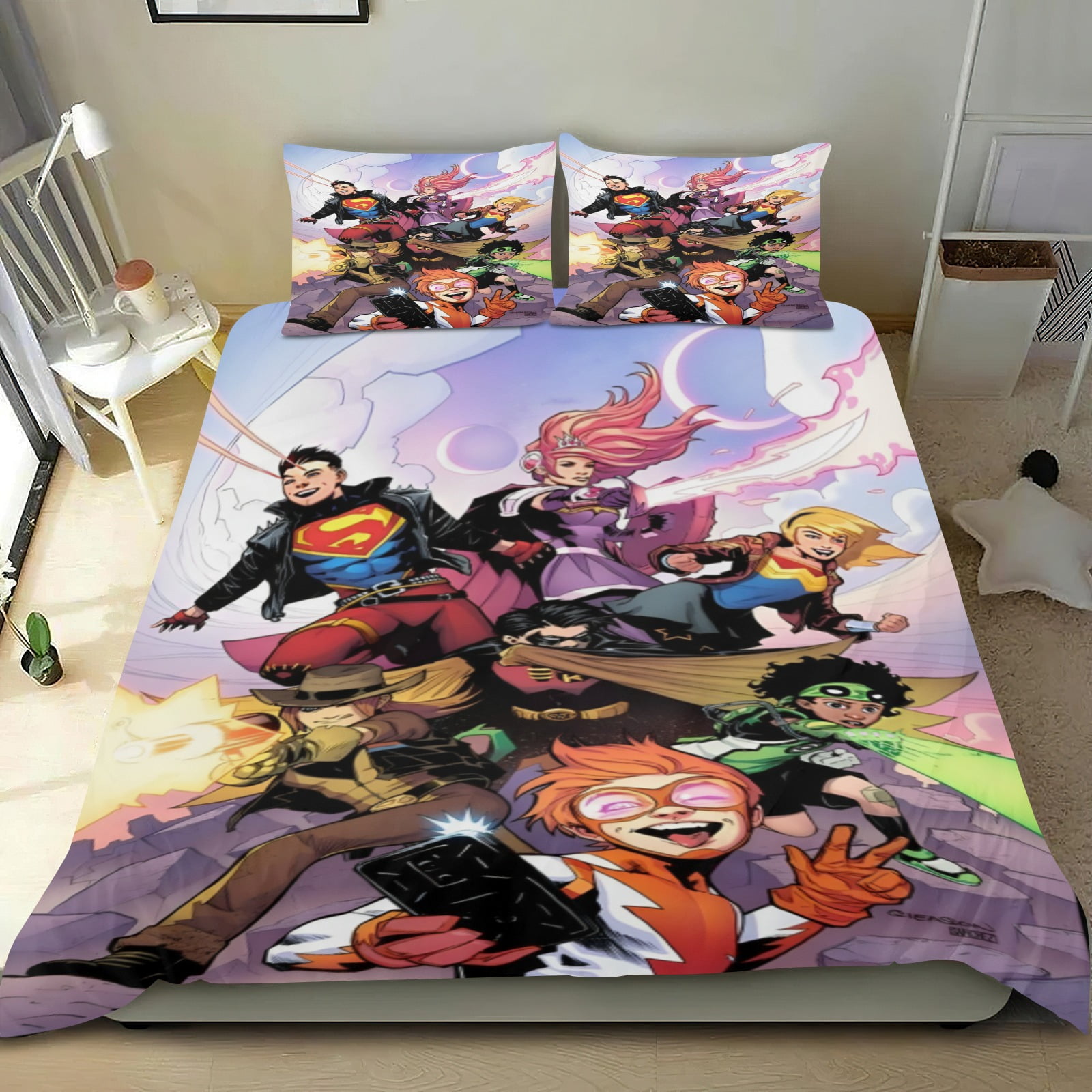 Young Justice thin bedding set has an iconic print,One duvet cover and ...
