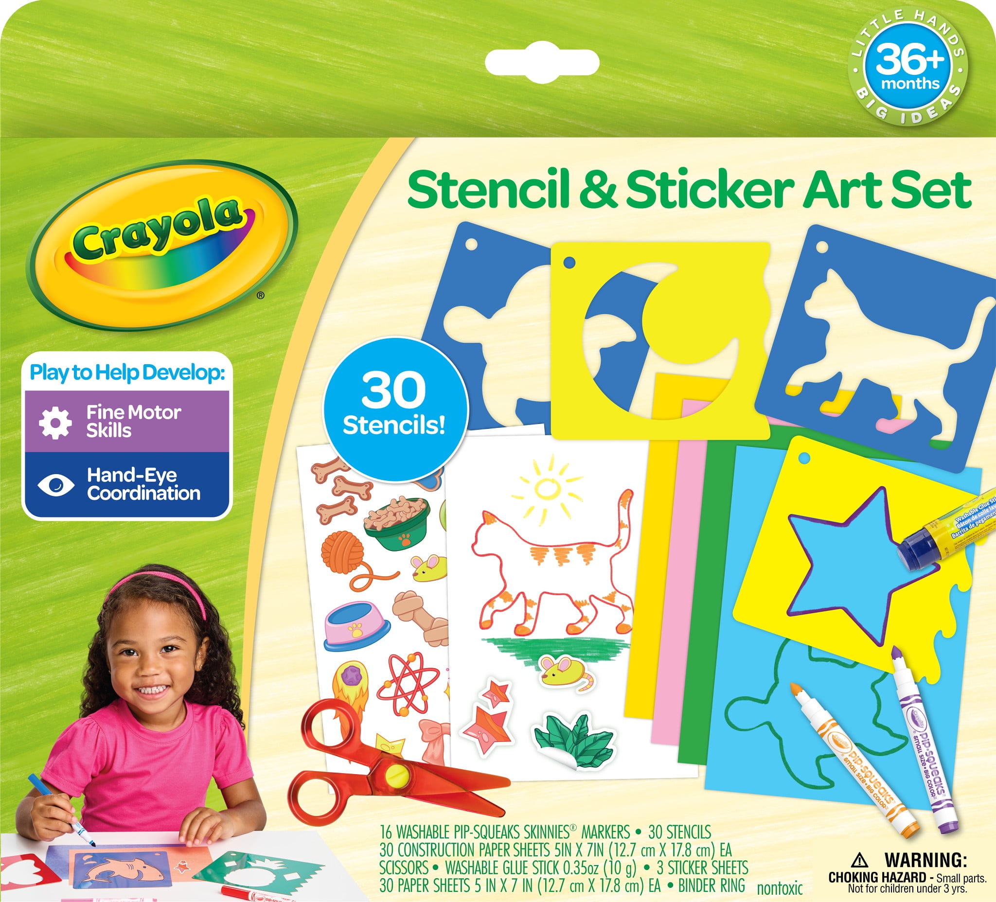 Crayola Stencil and Sticker Art Set (30 Stencils), Toddler Art Kit ...