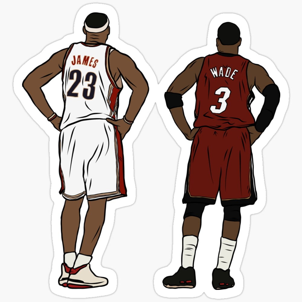Young Lebron And Wade Sticker Phone Decal Water Bottle Stickers Car ...