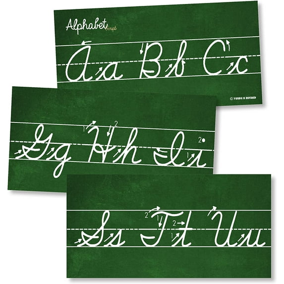 Young N Refined Cursive Alphabet Bulletin Board Decorations, Glossy ...