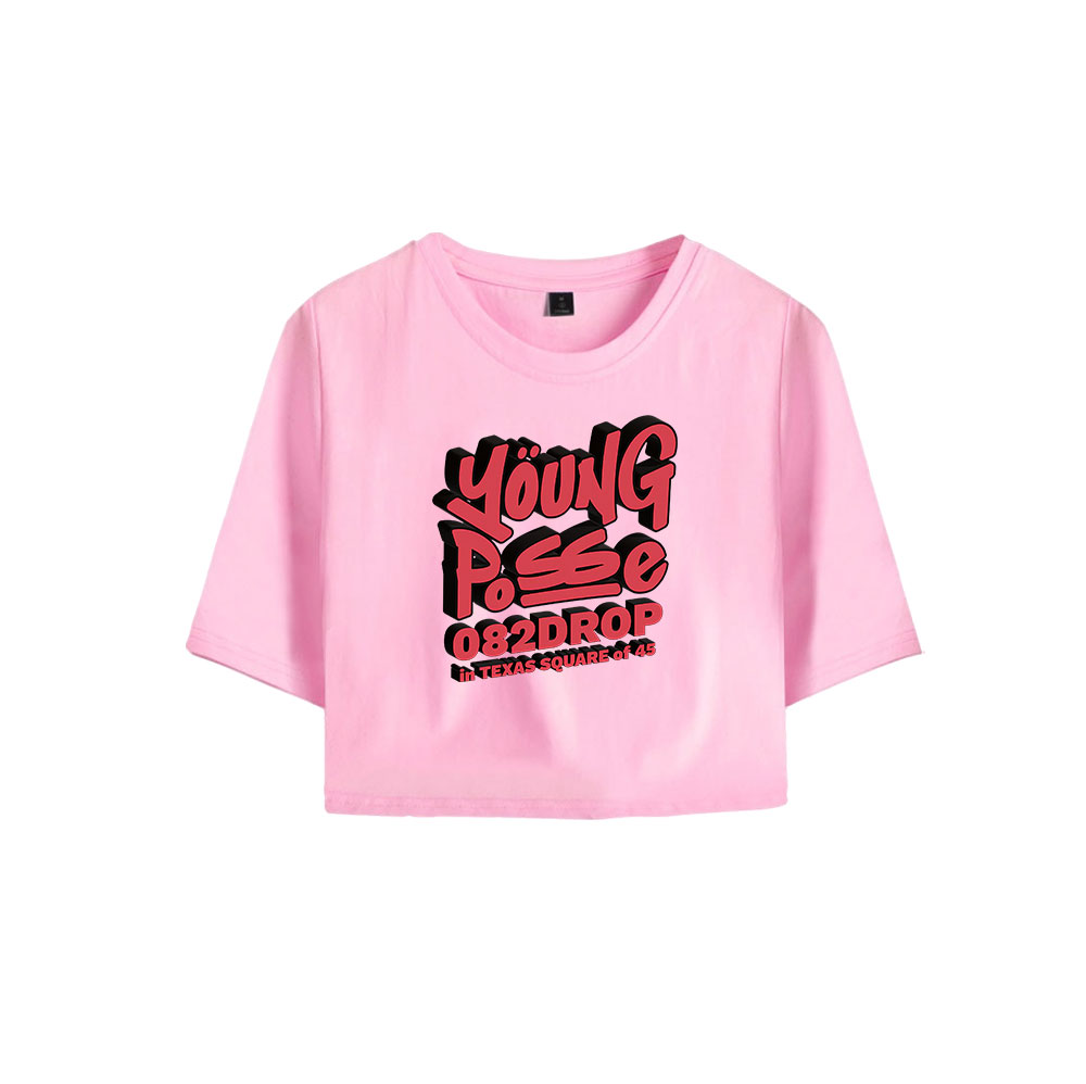 Young Posse Merch 082DROP Logo Crop Top Midriff-Baring Tshirt Women ...